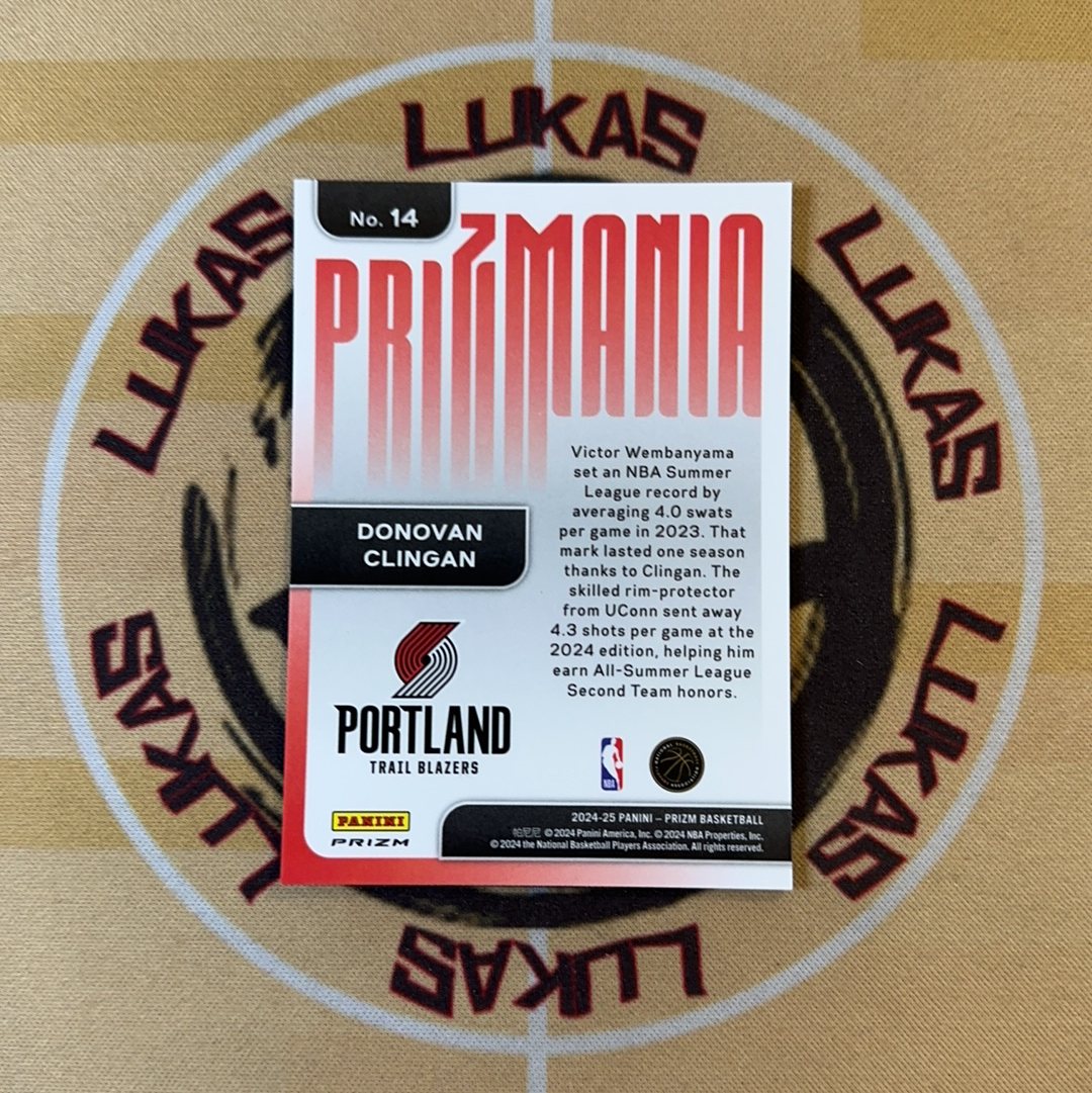 撸卡厮 Lukas 2024-25 Panini Prizm 开拓者 新秀 rc 多诺万 克林根 Donovan Clingan Prizmania特卡 大头 漫画 大比例 潜力无限 专收必备 ...