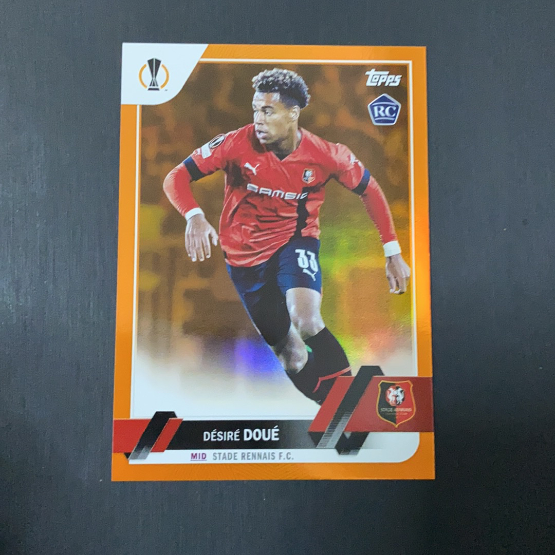 2023 Topps UCC Désiré Doué 杜埃 爆爆巴黎1 欧战 22/25编 超低编 雷恩 RC新秀 橙折 巴黎圣日耳曼 法国 ...