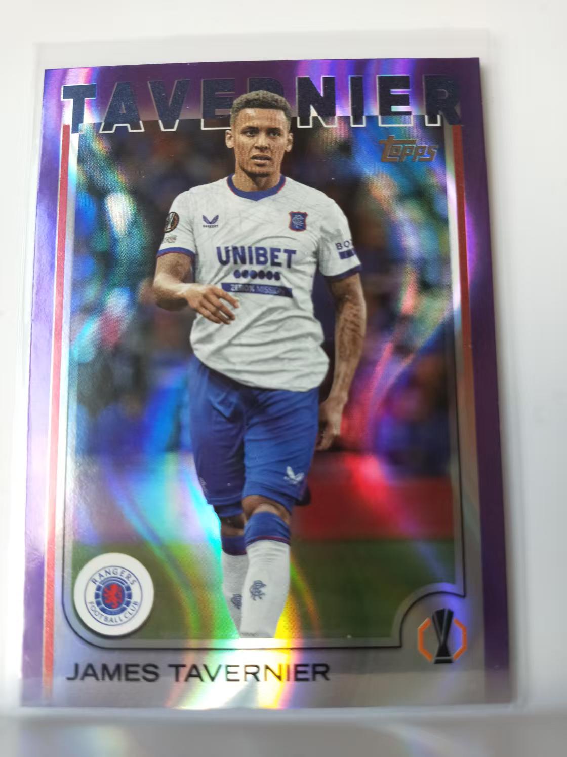 2025 Topps UCC James Tavernier 塔沃尼尔 格拉斯哥流浪者 折射 紫水波折 欧冠 卡品如图 C002W 卡淘