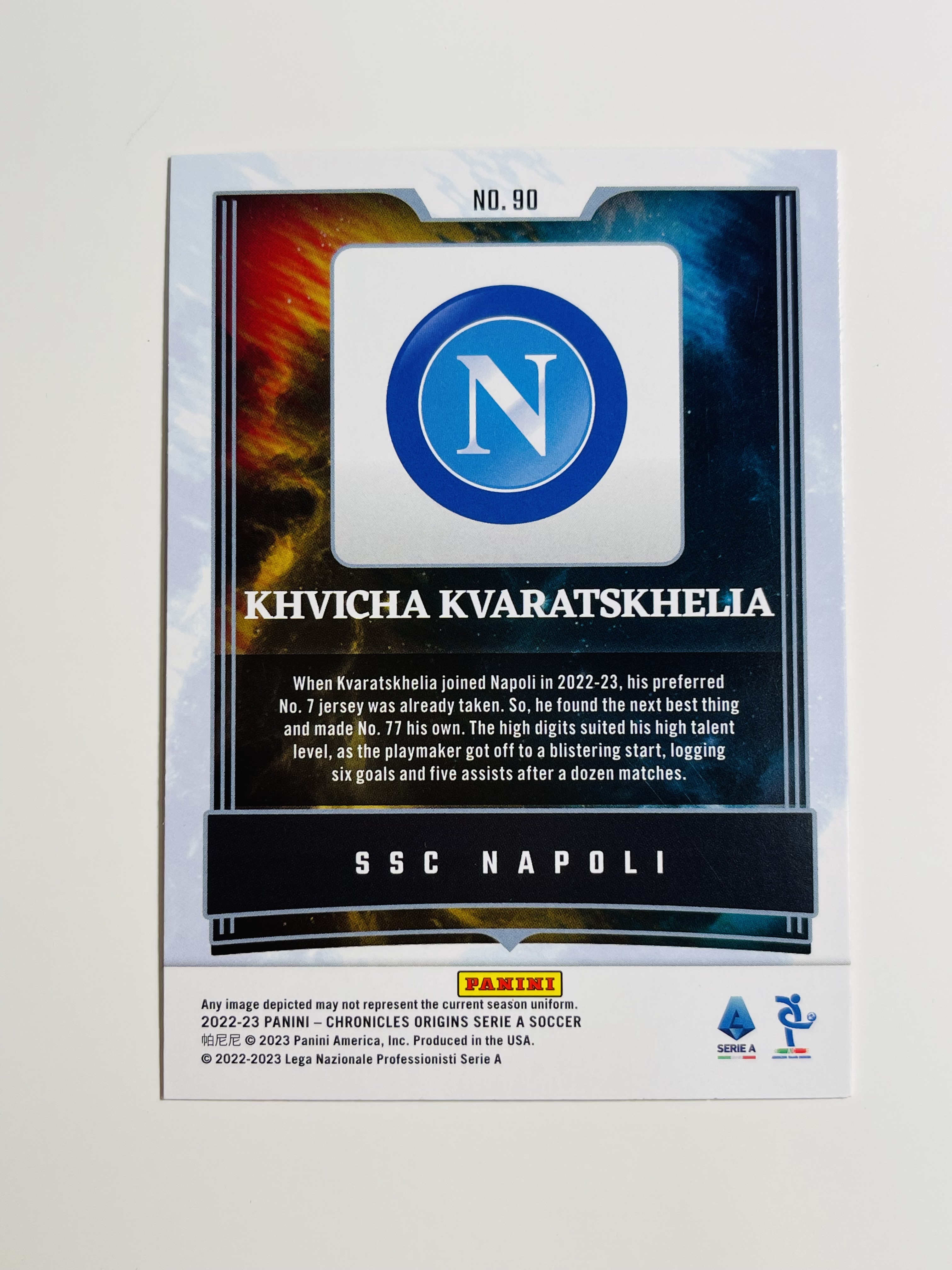 【CHILL官方代拍】硕506 2022-23 Panini 编年史 意甲起源 那不勒斯 Kvaratskhelia 克瓦拉茨赫利亚 K77 意甲MVP RC新秀 铜字base 卡淘