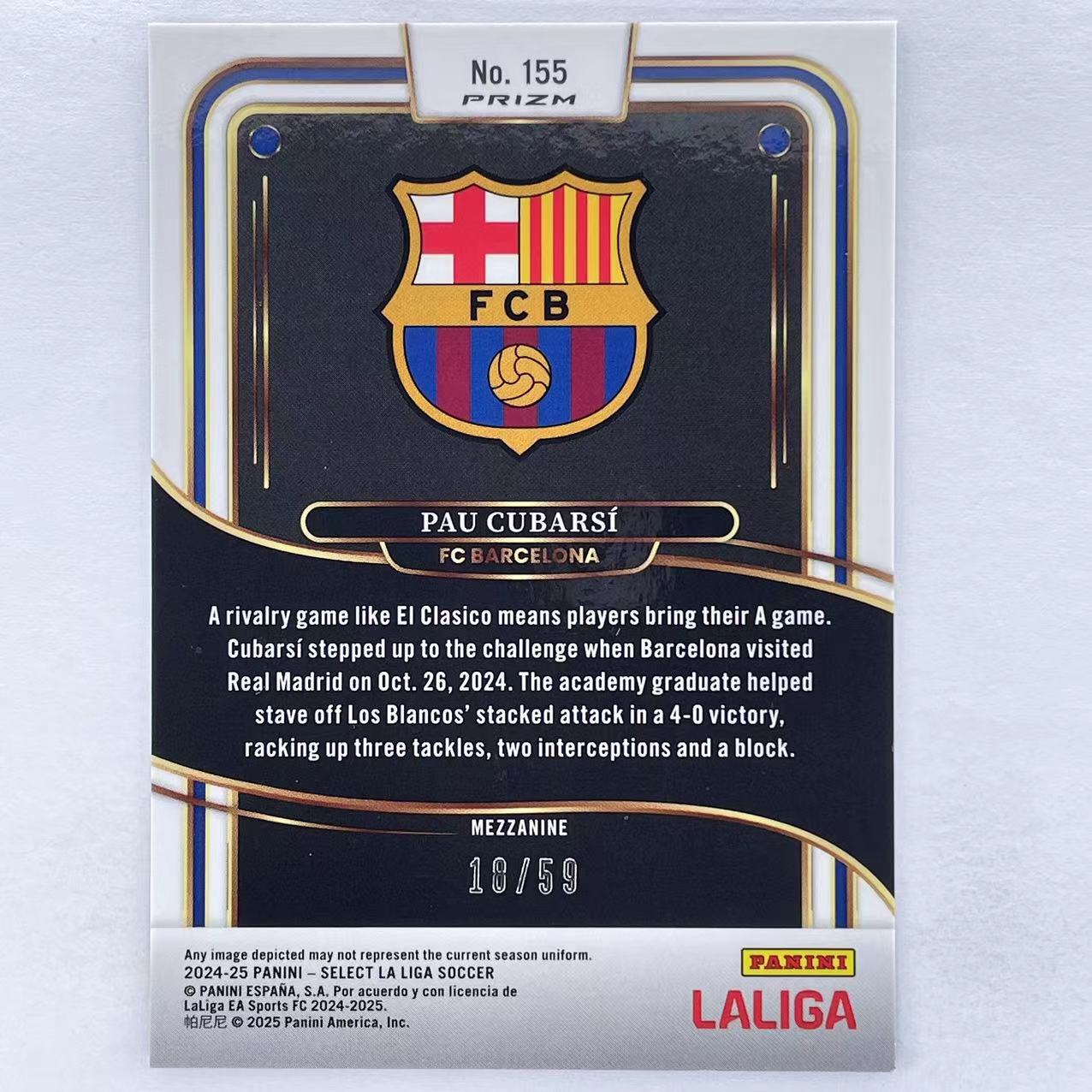 2024-25 Panini Select Pau Cubarsi 西班牙 巴萨 库巴西 59编 铜棋盘折 二级 夹层 顶级好秀 未来世一卫 ...