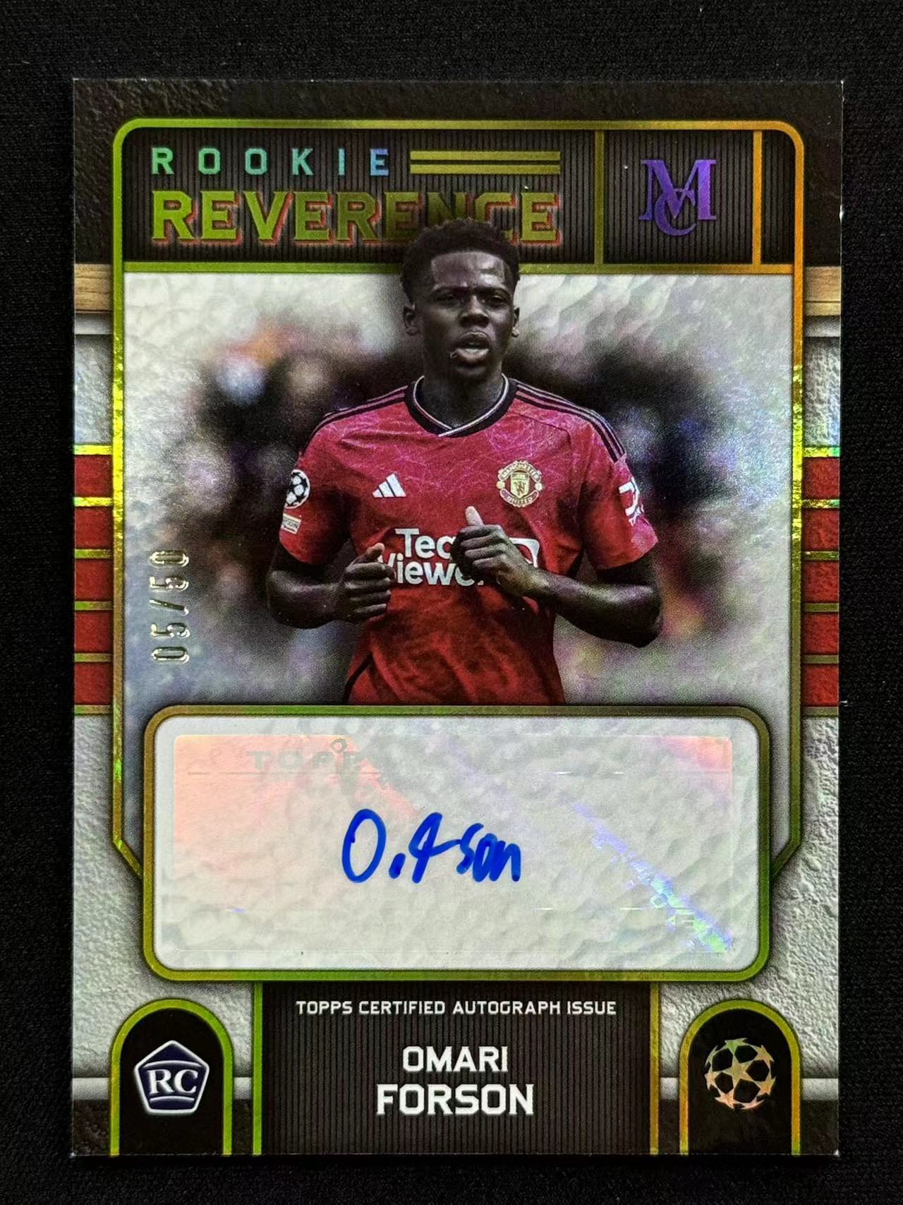 2023-24 Topps Museum Omari Forson RC 欧冠博物馆 曼联 奥马里 福森 新秀 金折 金平行 签字 50编 ...