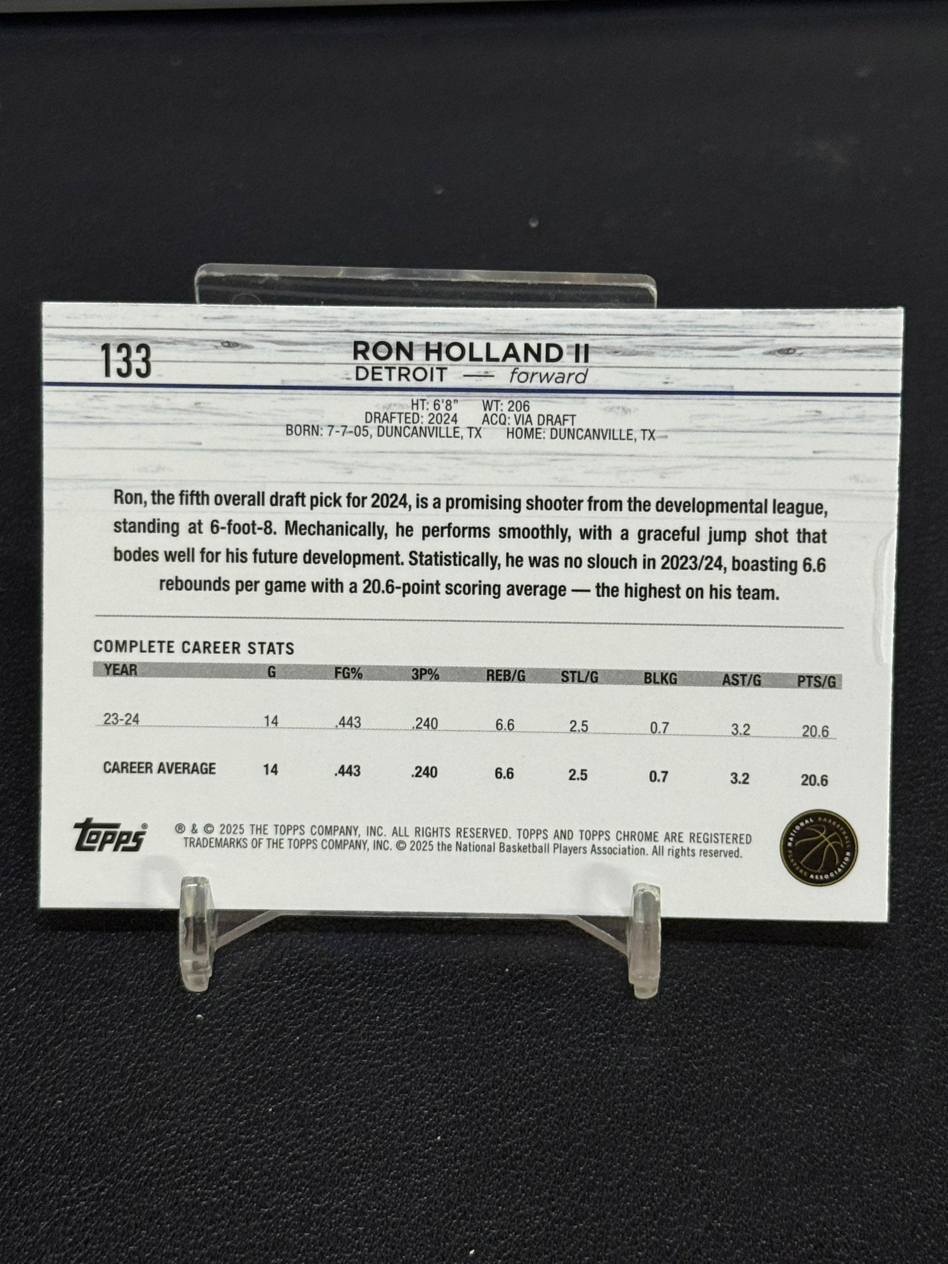 【浩行拍卖 截标预付82%】2025 topps chrome ron holland ii 罗恩 霍兰德二世 RC 新秀 粉碎点折 折射 ...