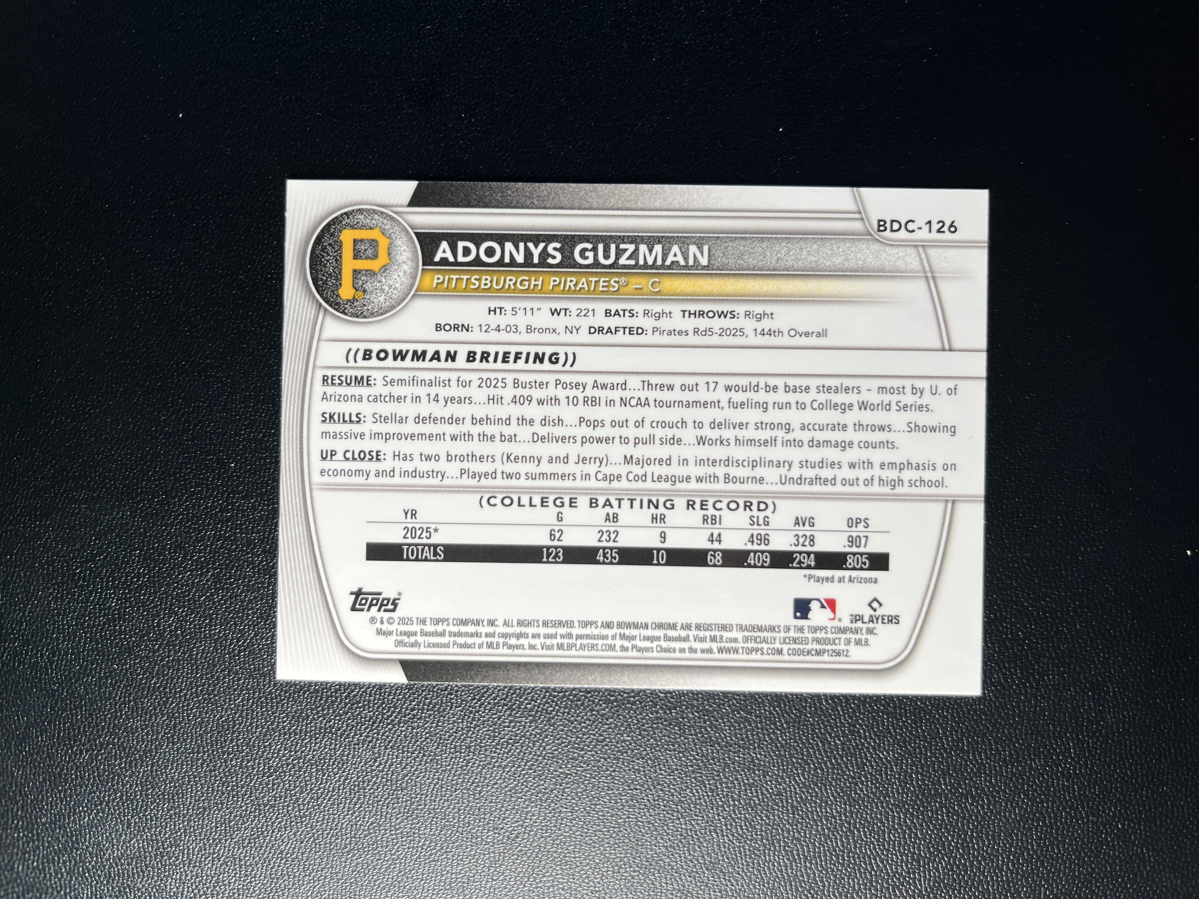 2025 Topps Bowman Draft Chrome Adonys Guzman RC 【禄卡拍卖】棒球 阿多尼斯 古兹曼 新秀 紫折 ...