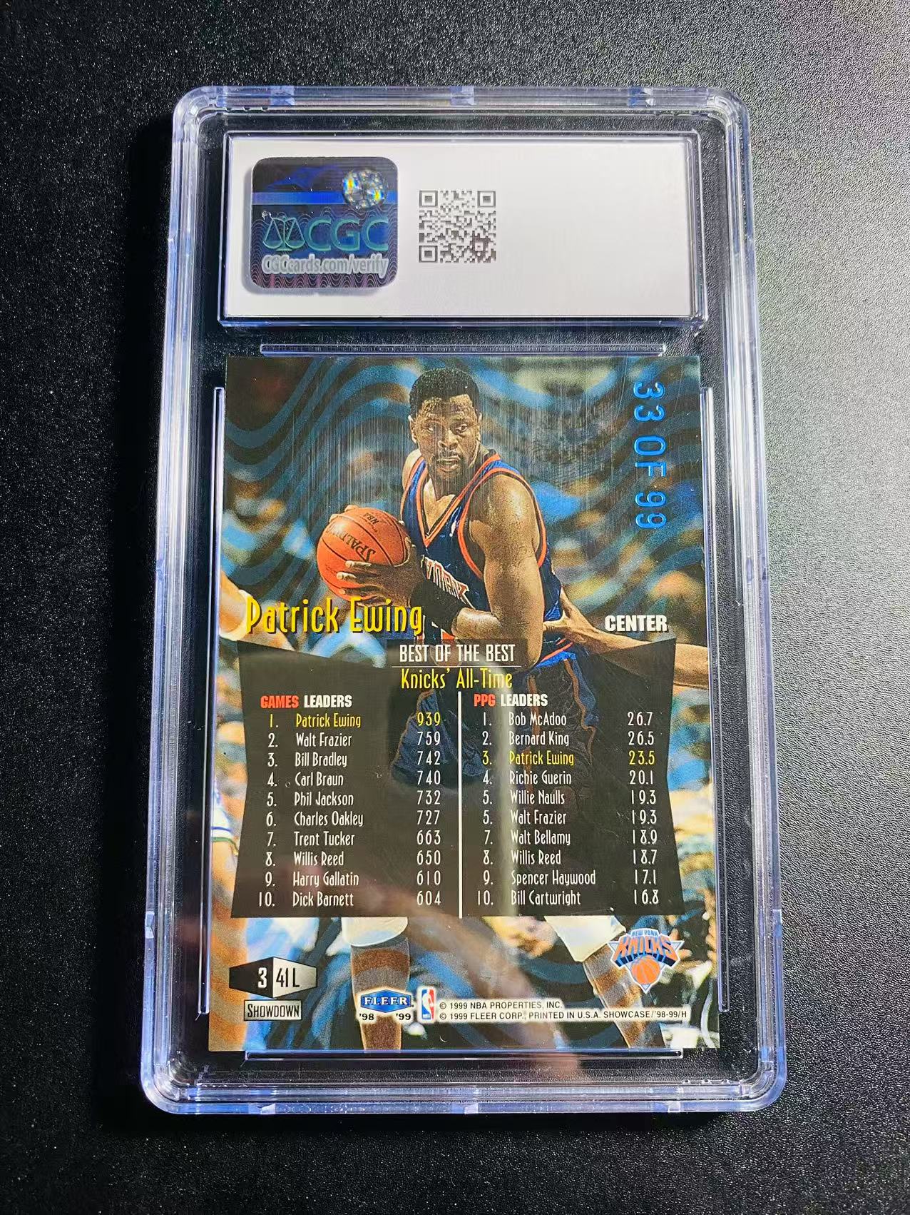 【YHO】1998-99 Fleer Showcase Row3 帕特里克 尤因 Patrick Ewing 超经典 老特 蓝字 33/99编 ...