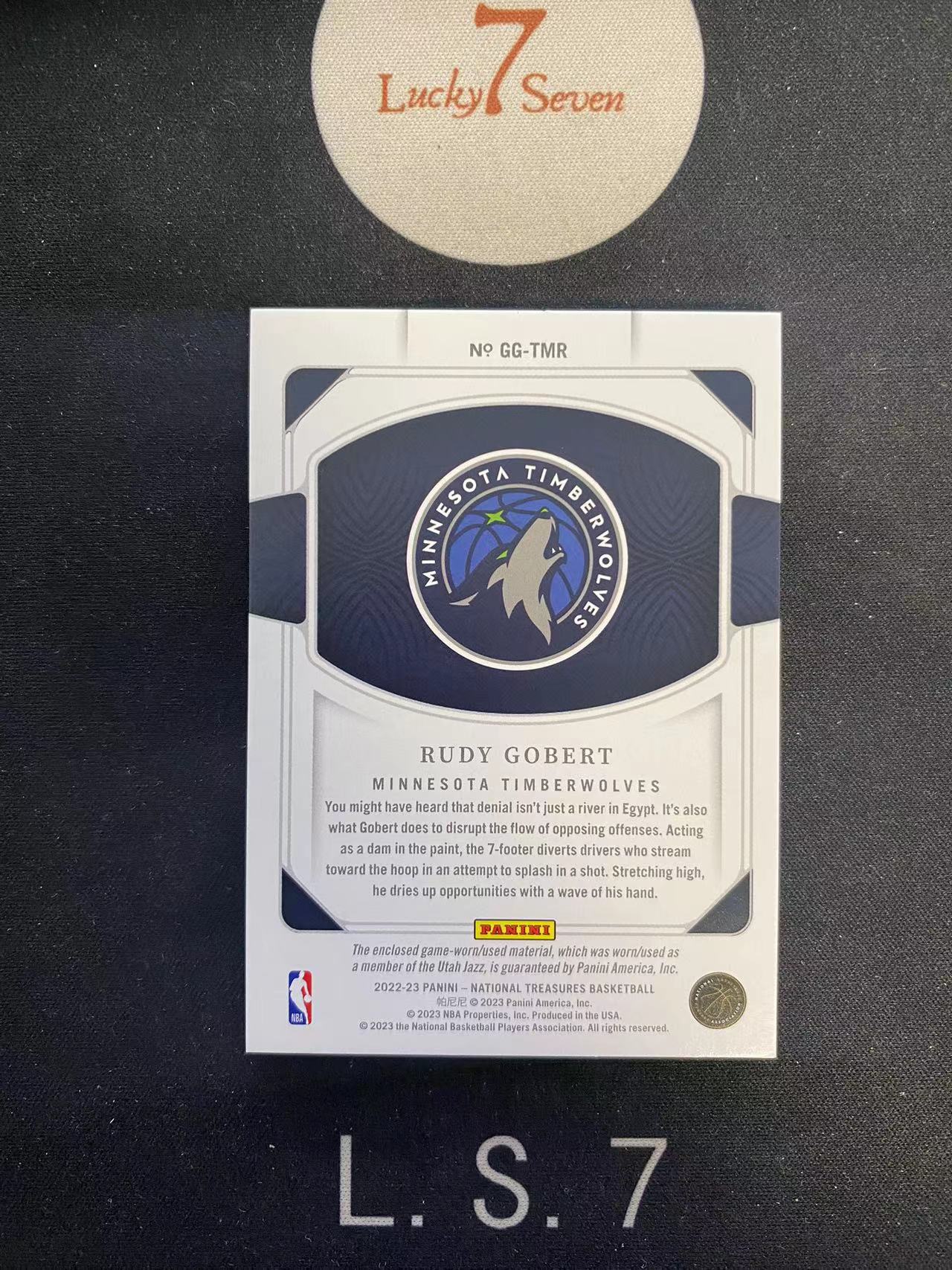 2022-23 Panini National Treasures Rudy Gobert LS7拍卖 国宝 森林狼 鲁迪 戈贝尔 71/99 GAME GEAR 落场版 小窗 衣料 微瑕 ...