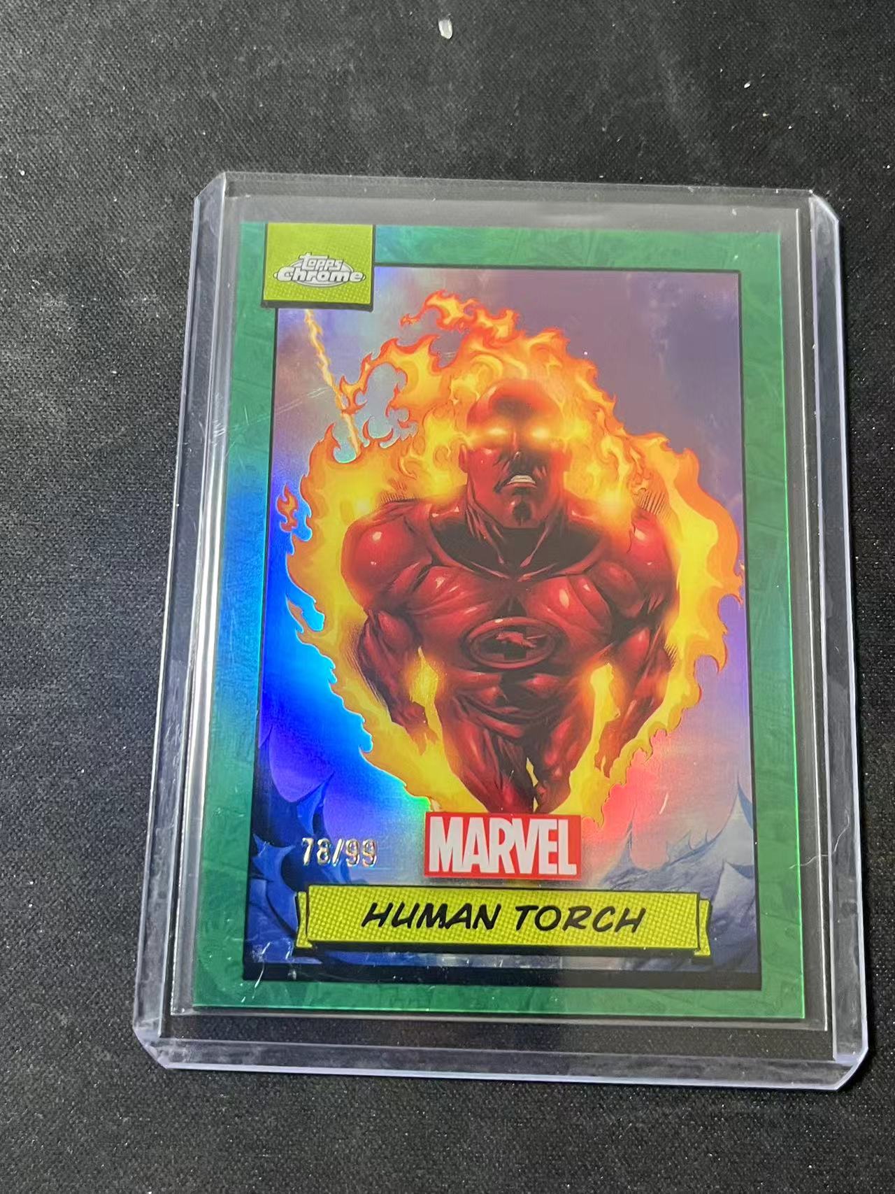 2024 Topps Marvel (MCU) Human Torch 霹雳火 漫威Chrome 漫威元年TC系列 绿折 78/99编 卡品如 ...