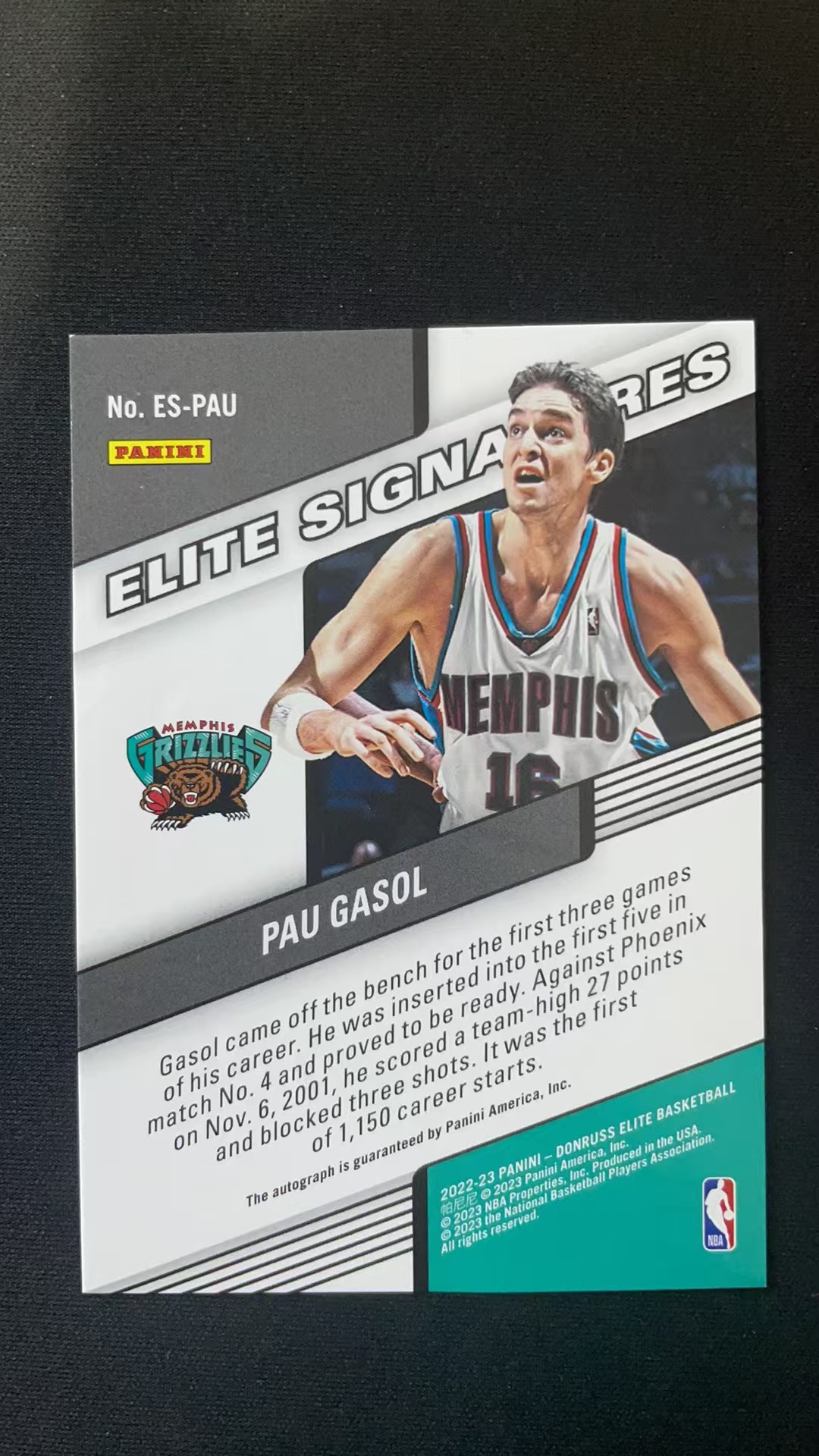 2022-23 Panini Elite Pau Gasol 精英 保罗 加索尔 加嫂 灰熊 签字 卡签 折射 49编 流年 卡淘