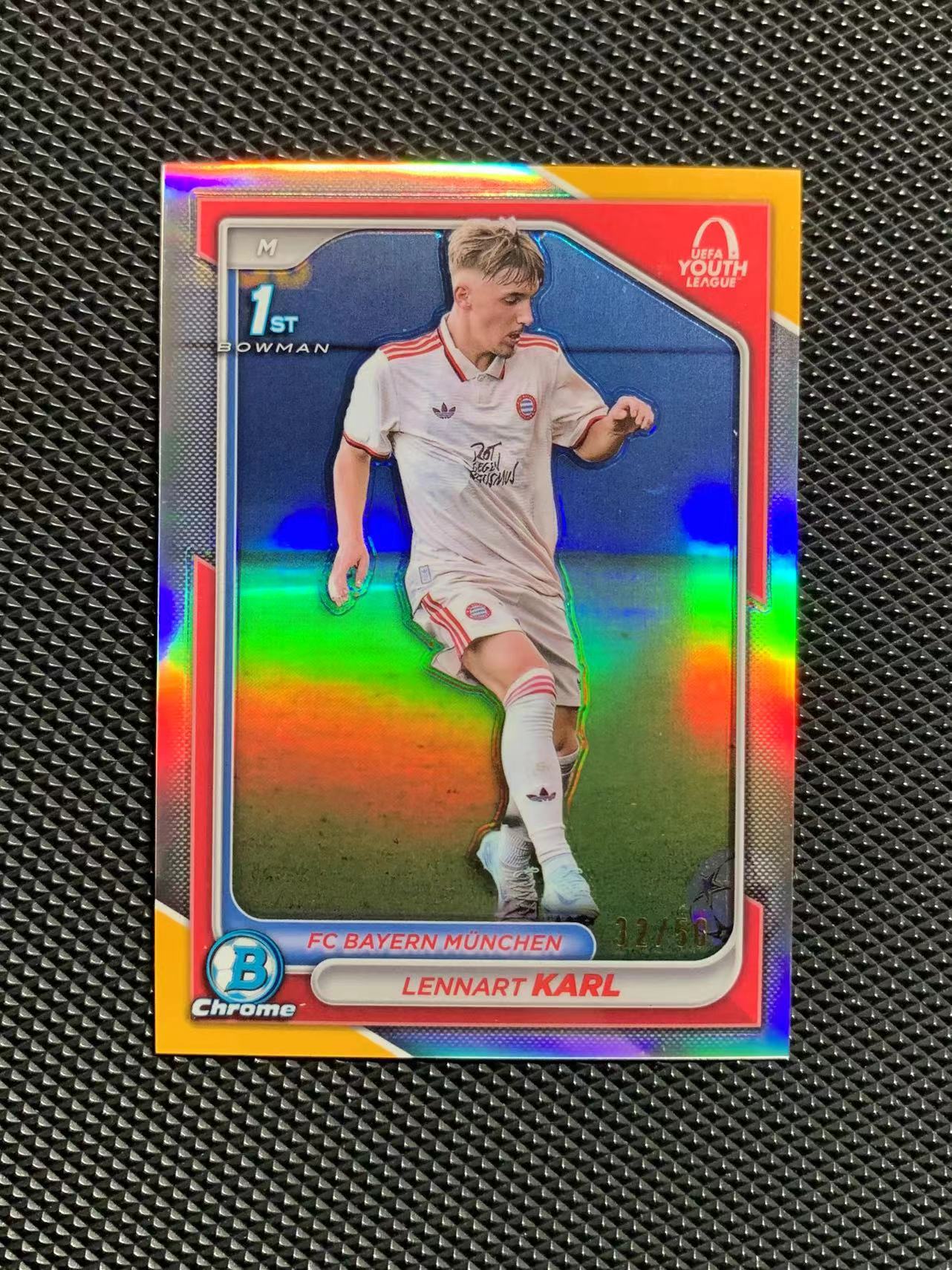 2024-25 Topps Chrome LENNART KARL RC 欧冠 欧战 新秀 拜仁 伦纳特 卡尔 BOWMAN 1ST /50编 ...