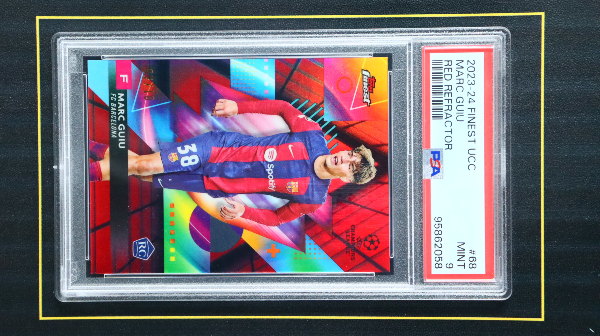 2024 Topps Finest Marc Guiu RC 新秀 巴萨 吉乌 10编 红蒸汽折 折射 PSA9分评级【VA801】35【超 ...