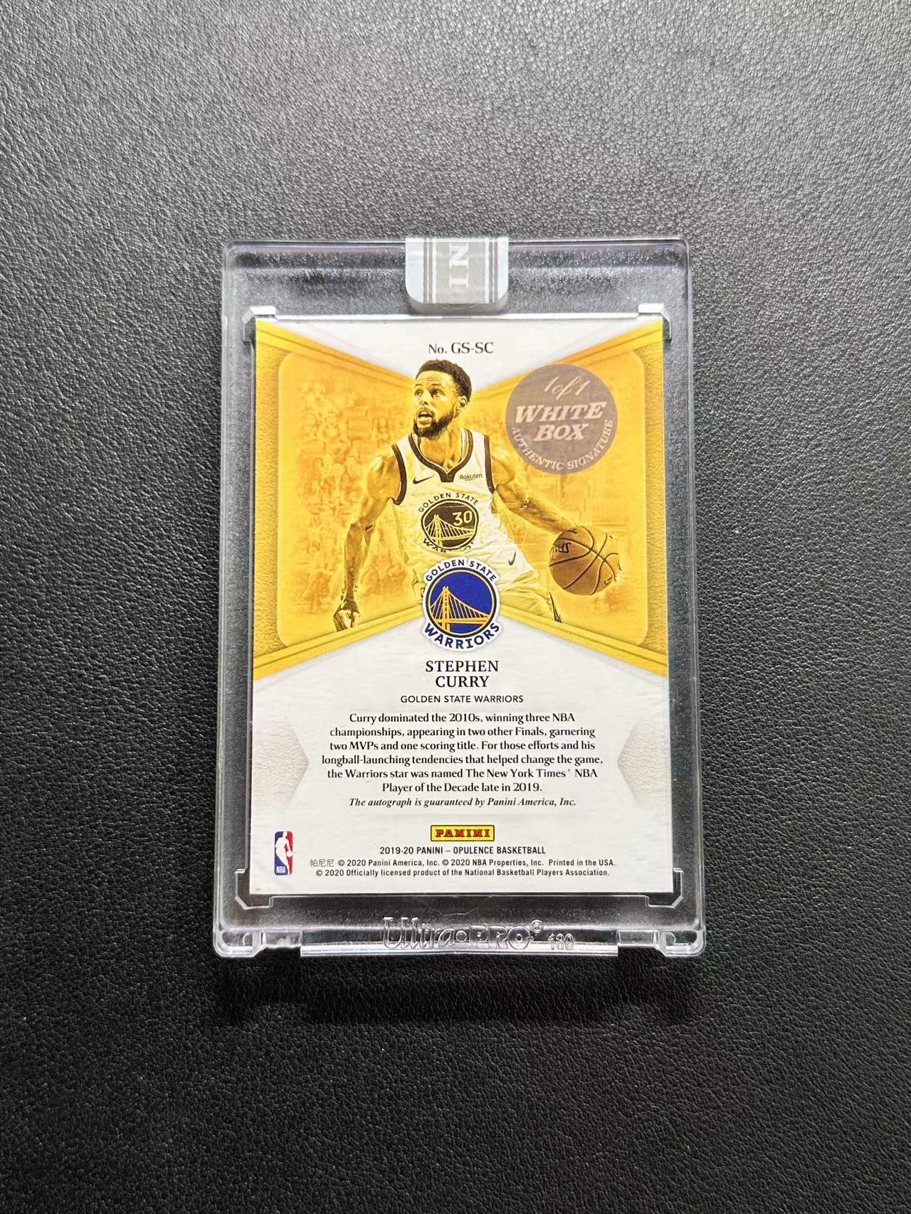 【超新星精品】2019-20 Opulence Stephen Curry 金书 勇士 库里 white box 白盒 1of1 1/1编 ...