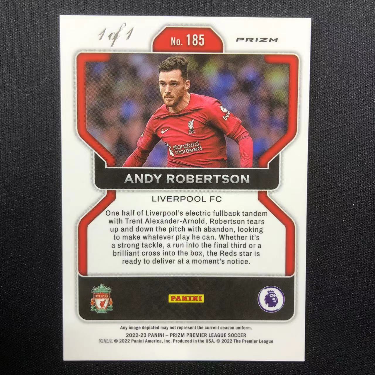 2022-23 Panini Prizm ANDY ROBERTSON 英超 利物浦 罗伯逊 罗宾逊 1/1 星云折 较明显印刷线 小凹印 ...
