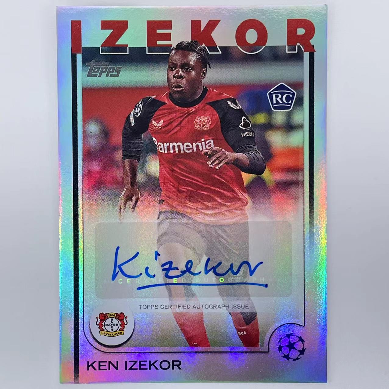 U+ 2024-25 Topps Chrome Ken Izekor RC 欧冠TC 德国 勒沃库森 肯 伊泽科尔 新秀 签字 银折 未来可期 ...