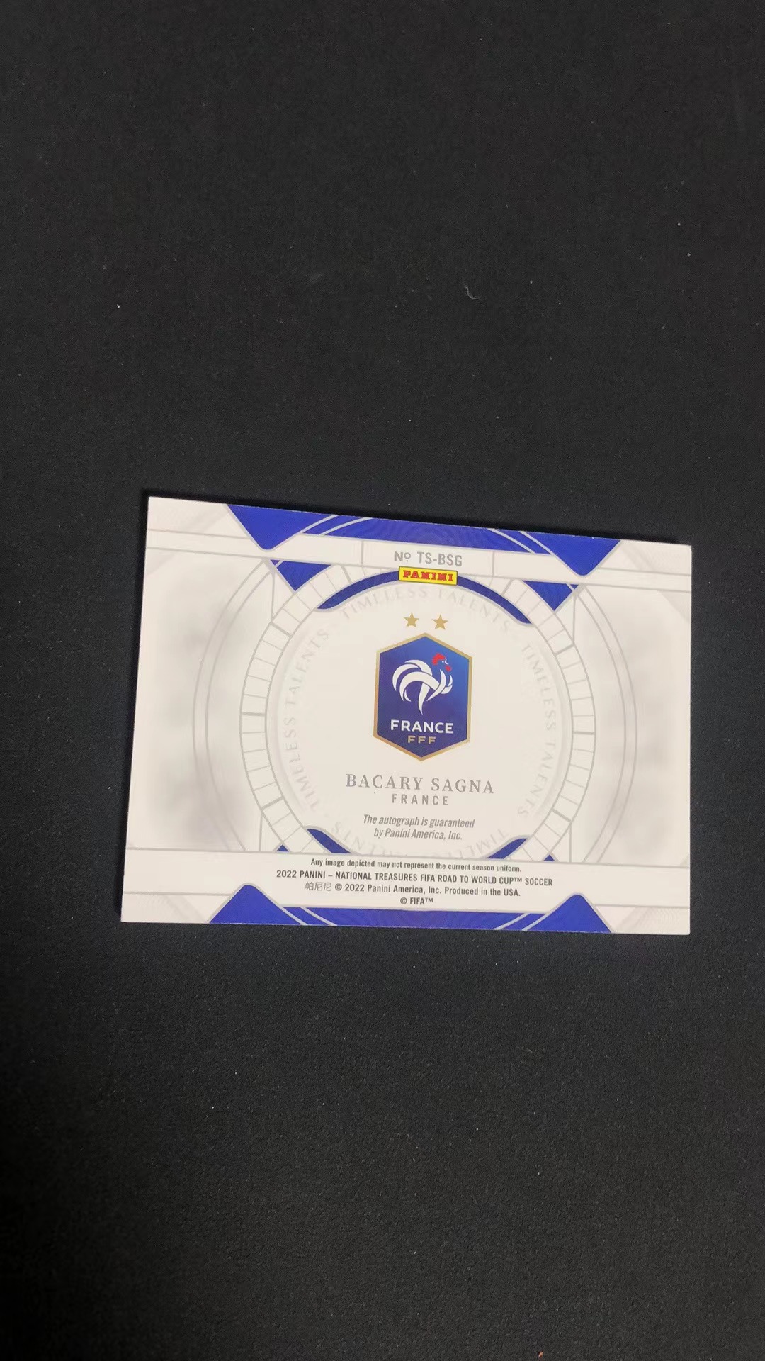 2022 Panini National Treasures Bacary Sagna 世界杯国宝 萨尼亚 49/49编 尾编 永恒天才签字 ...