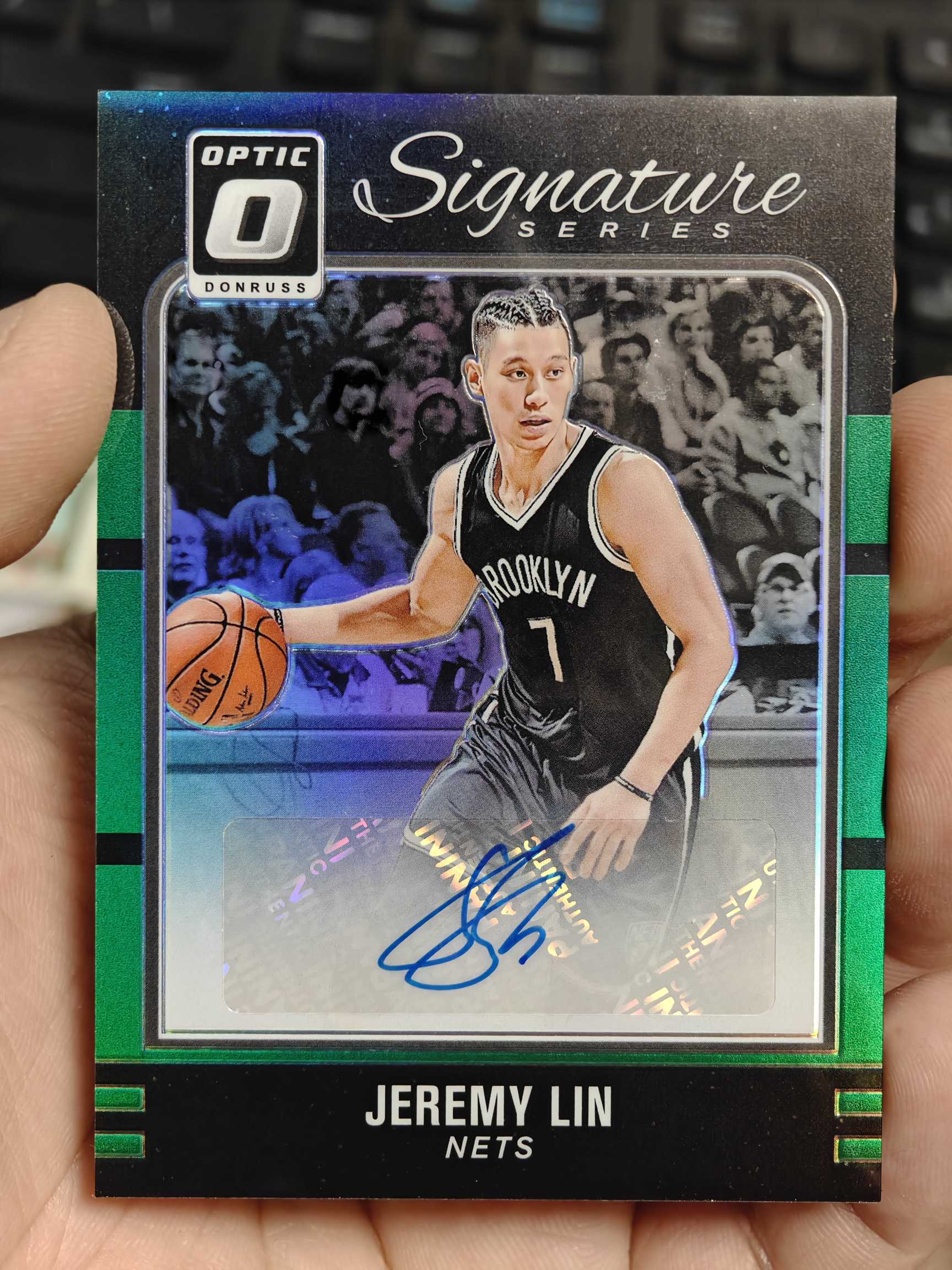 2016-17 Panini Optic Jeremy Lin 5编绿折超大比例 林书豪 布鲁克林篮网 Signature Series签字 ...