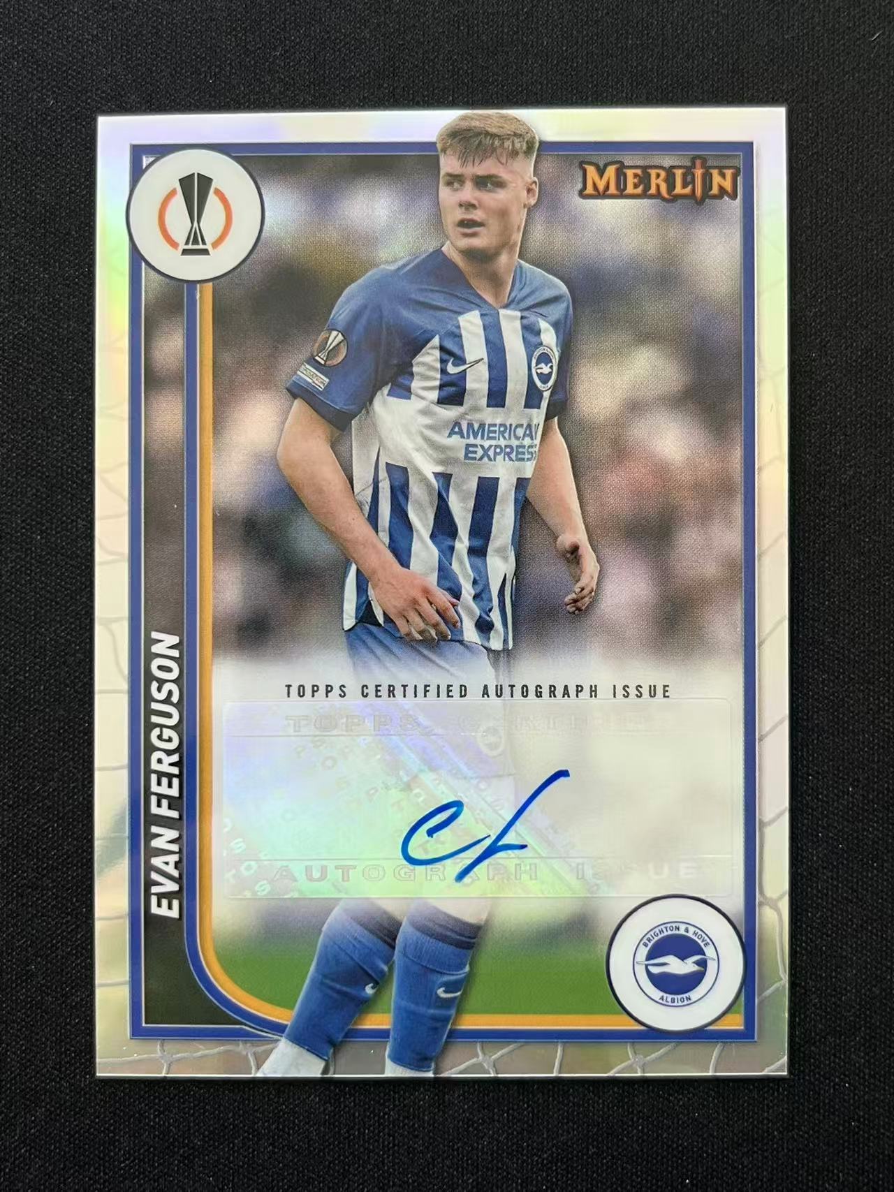 【长安代卖 截标预付80%】2023-24 Topps Merlin 欧战梅林 布莱顿 Evan Ferguson 埃文弗格森 银折签字 微瑕 ...