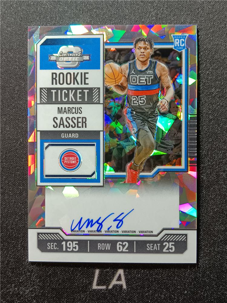 【LA拍卖】2023-24 Panini Contenders Optic Marcus Sasser 球票OP 新秀RC 马库斯 萨瑟 活塞队 变化版 银碎冰折 卡签 签字 /23编 V55A 卡淘