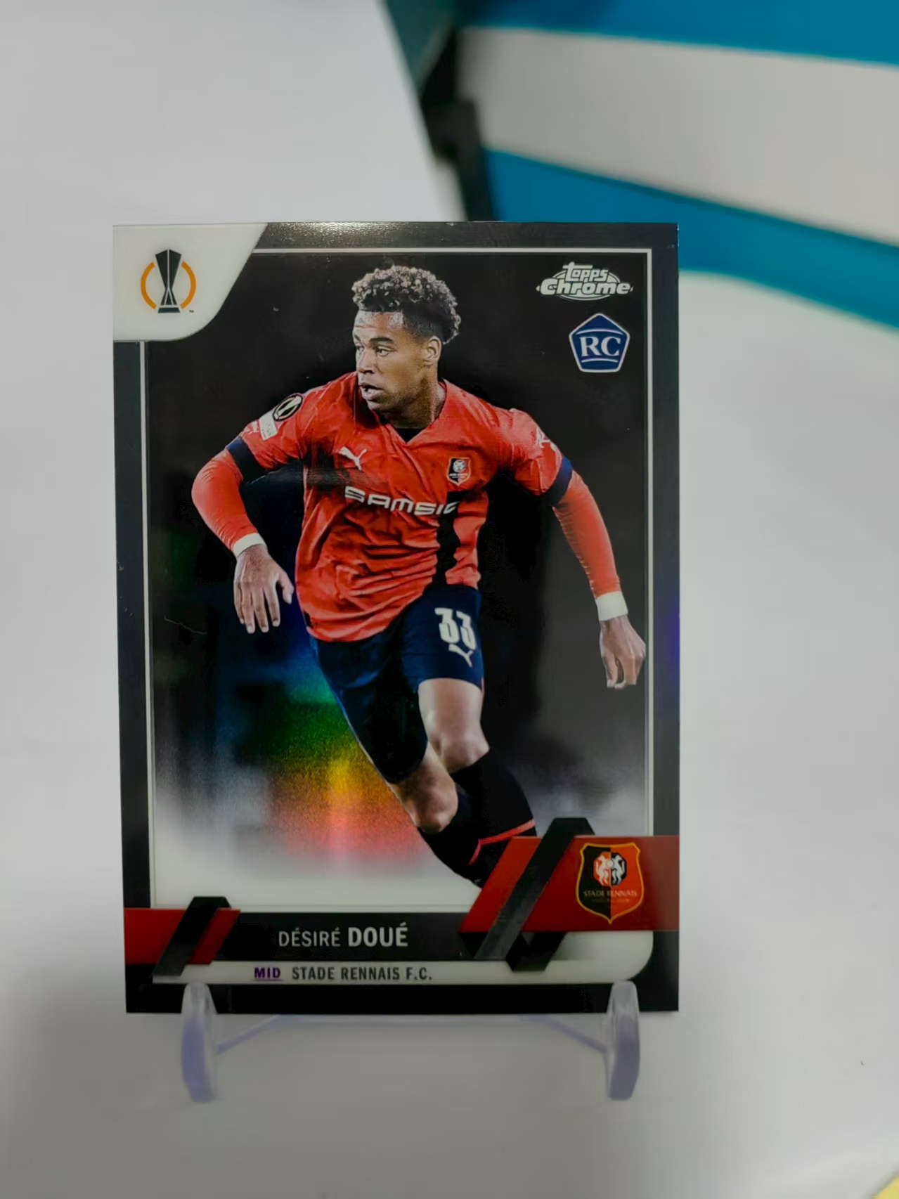 2023 Topps Chrome Désiré Doué RC 欧冠TC 雷恩 德西雷杜埃 新秀 巴黎圣日耳曼 黑折 折射 7/10编 有 ...