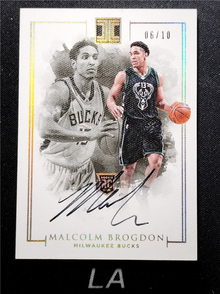 【LA拍卖】16-17 Panini Impeccable Malcolm Brogdon 小真金 新秀RC 马尔科姆 布罗格登 雄鹿 开拓者队 金闪版 卡签签字 /10编 低编 GSGS 卡淘
