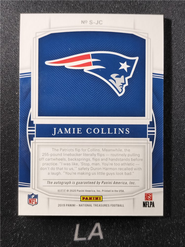 【LA拍卖】2019 Panini National Treasures Jamie Collins 橄榄球 国宝 杰米 科林斯 新英格兰爱国 ...