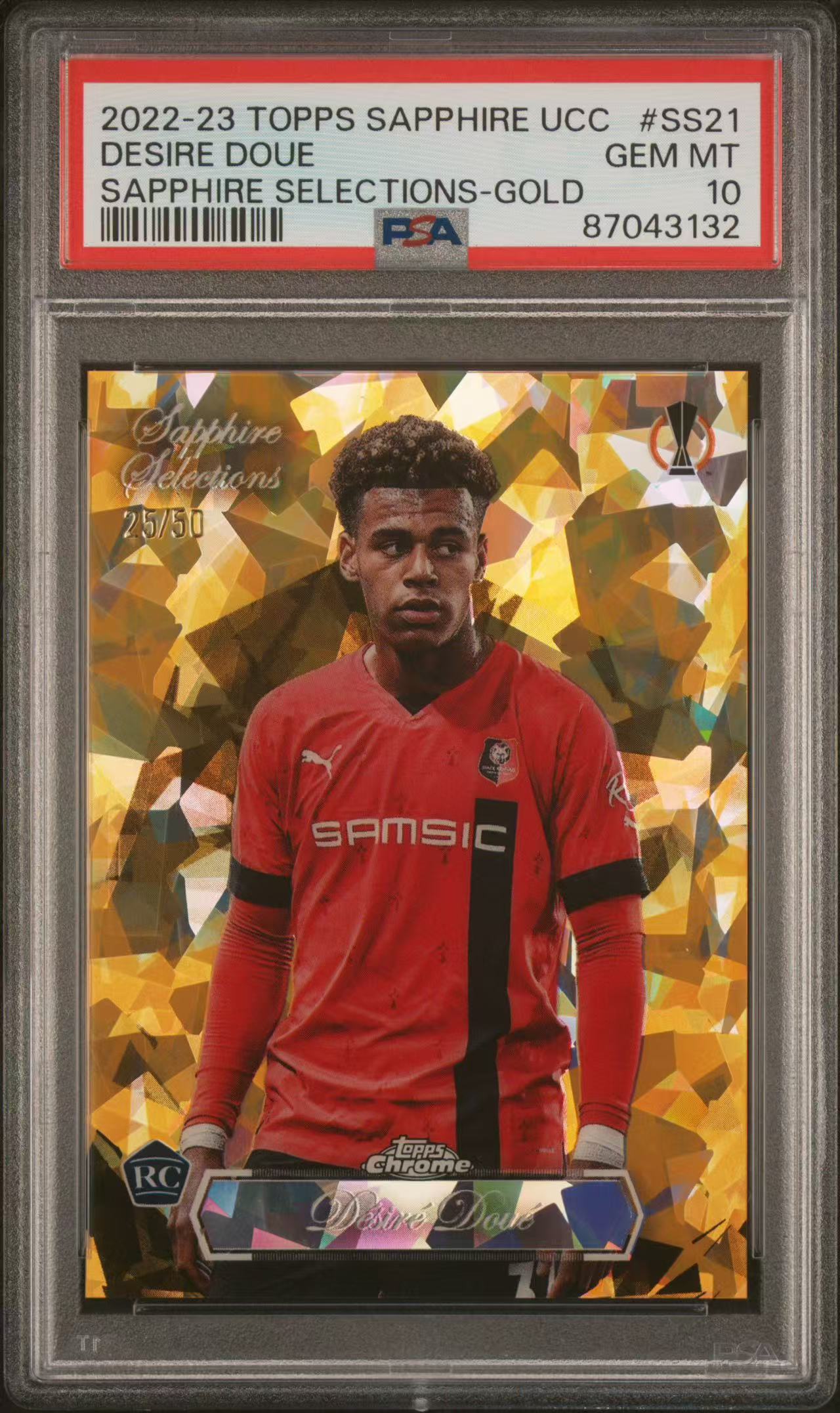 2022-23 Topps Chrome Desire Doue RC 【日食代卖 手续费1元】欧冠 蓝宝石 精选特卡 杜埃 巴黎圣日耳曼 大 ...