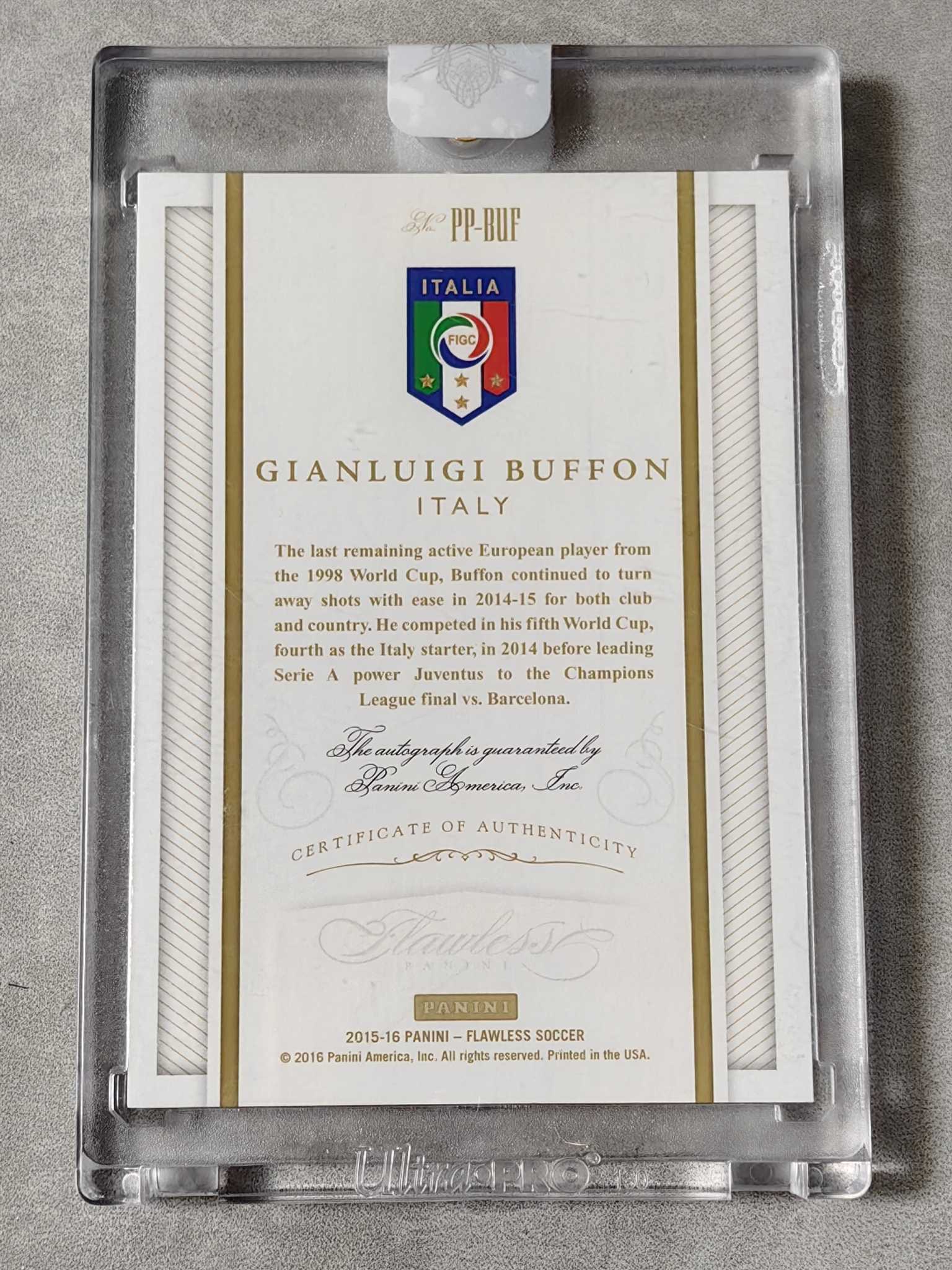 2015-16 Panini Flawless Gianluigi Buffon 元年手提 小将 布冯 签字 10编金版卡签 非常还看 原封砖 ...