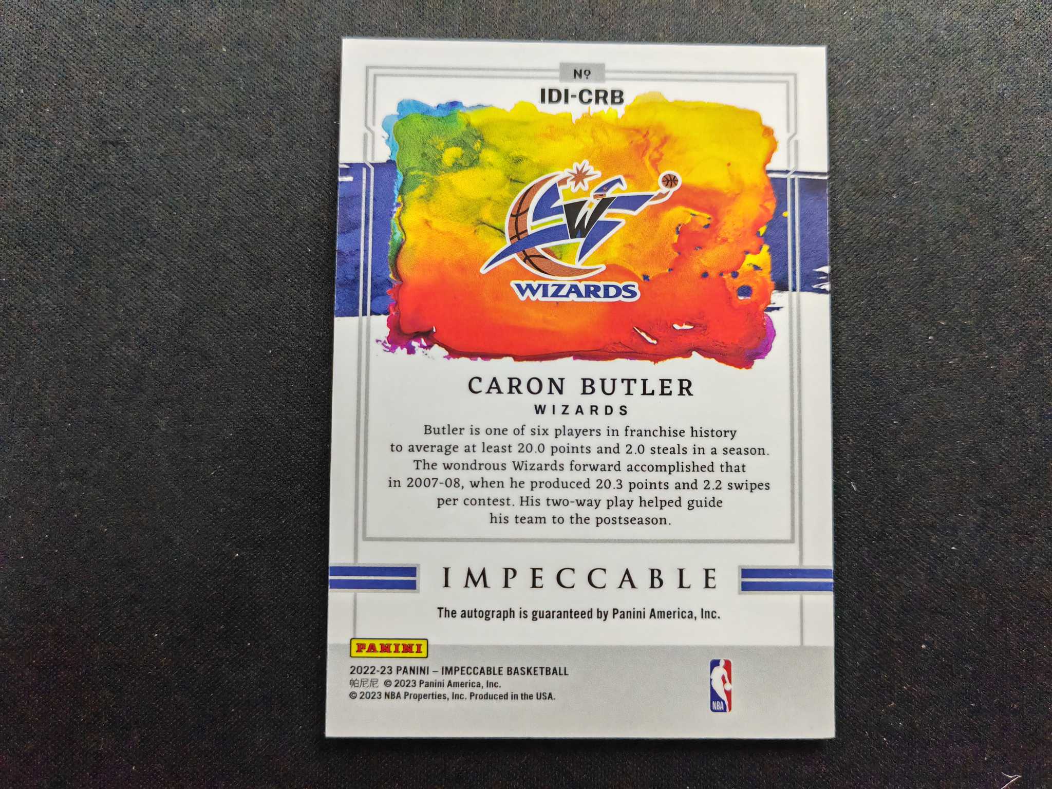 2022-23 Panini Impeccable Caron Butler SC球星卡 小真金 卡隆巴特勒 签字 卡签 99编 卡品如图收藏 ...