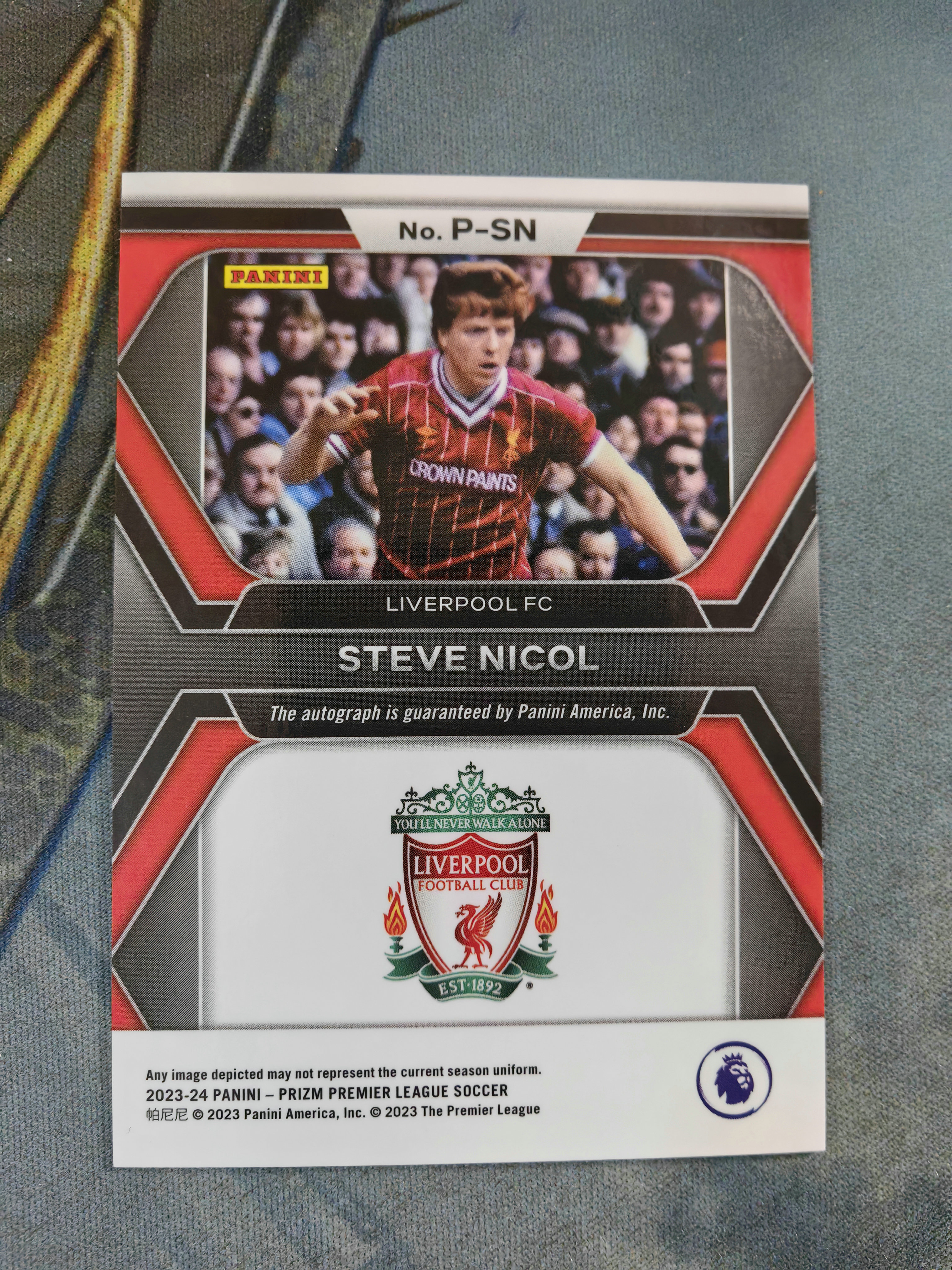 23-24 PRIZM 英超 签名 AUTO STEVE NICOL 史蒂夫·尼科尔 利物浦 足球 (品见大图)《苏州卡通》【1119】 卡淘