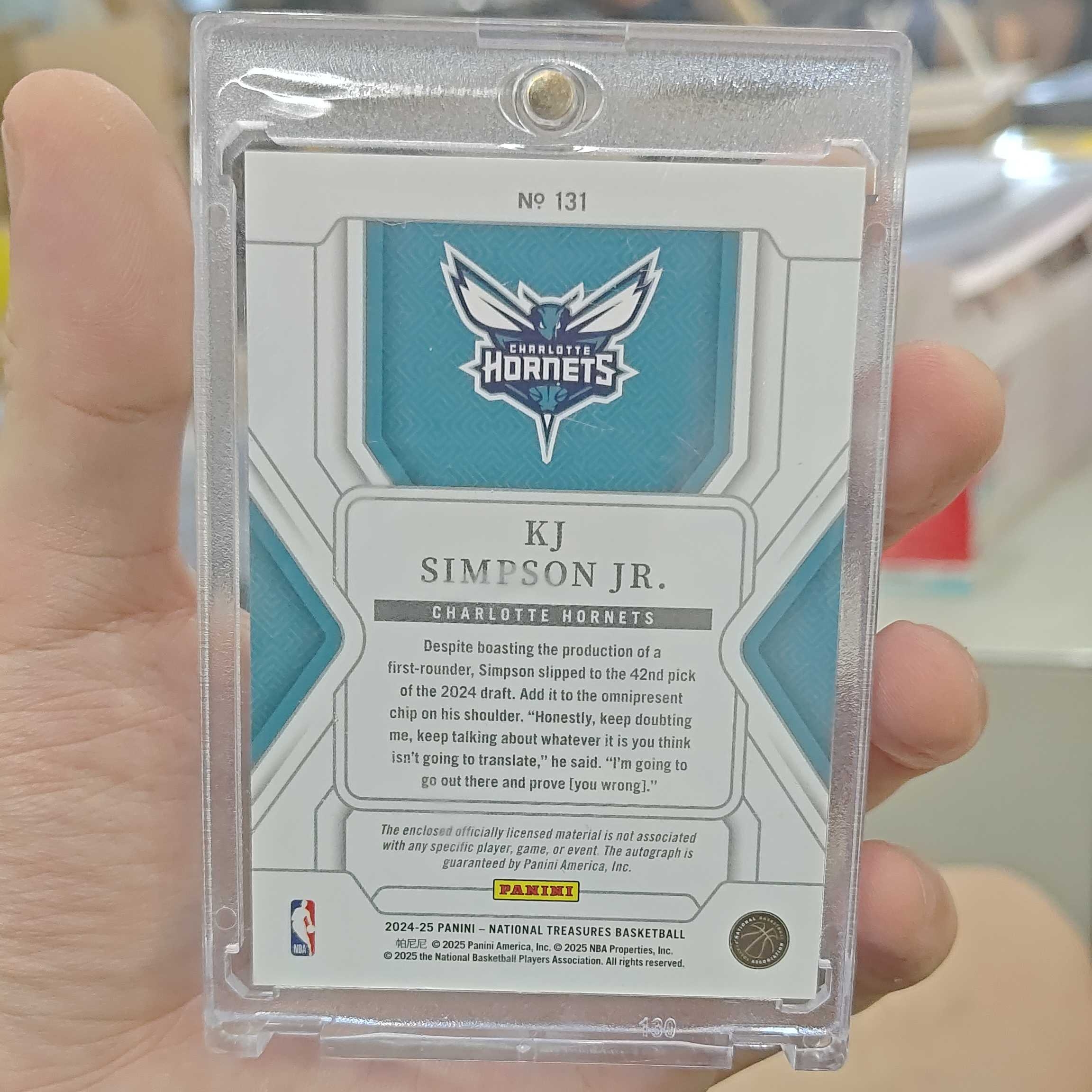 2024-25 Panini National Treasures KJ Simpson RC kj辛普森 RPA 国宝 物料签字 24/75 ...