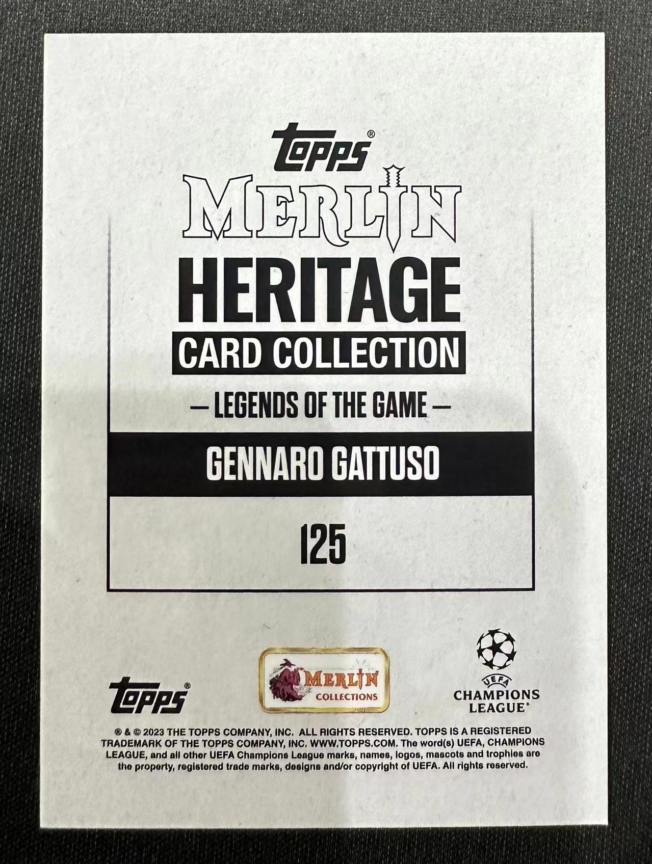 【长安代卖】2023 Topps Merlin 梅林遗产 AC米兰 Gennaro Gattuso 格纳罗加图索 签字 06/25编 低编 实 ...