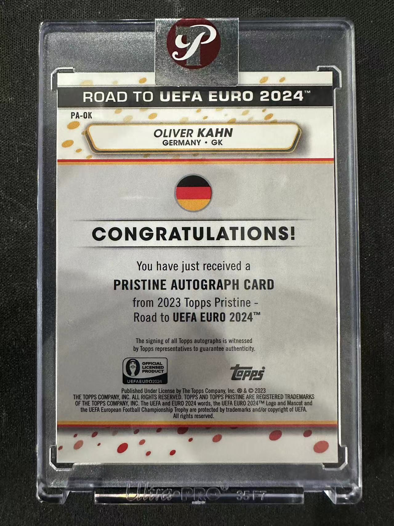 【长安代卖】2023-24 Topps Pristine Oliver Kahn 元年太古 欧洲杯之路 德国 奥利弗卡恩 签字 折射 原封砖 ...