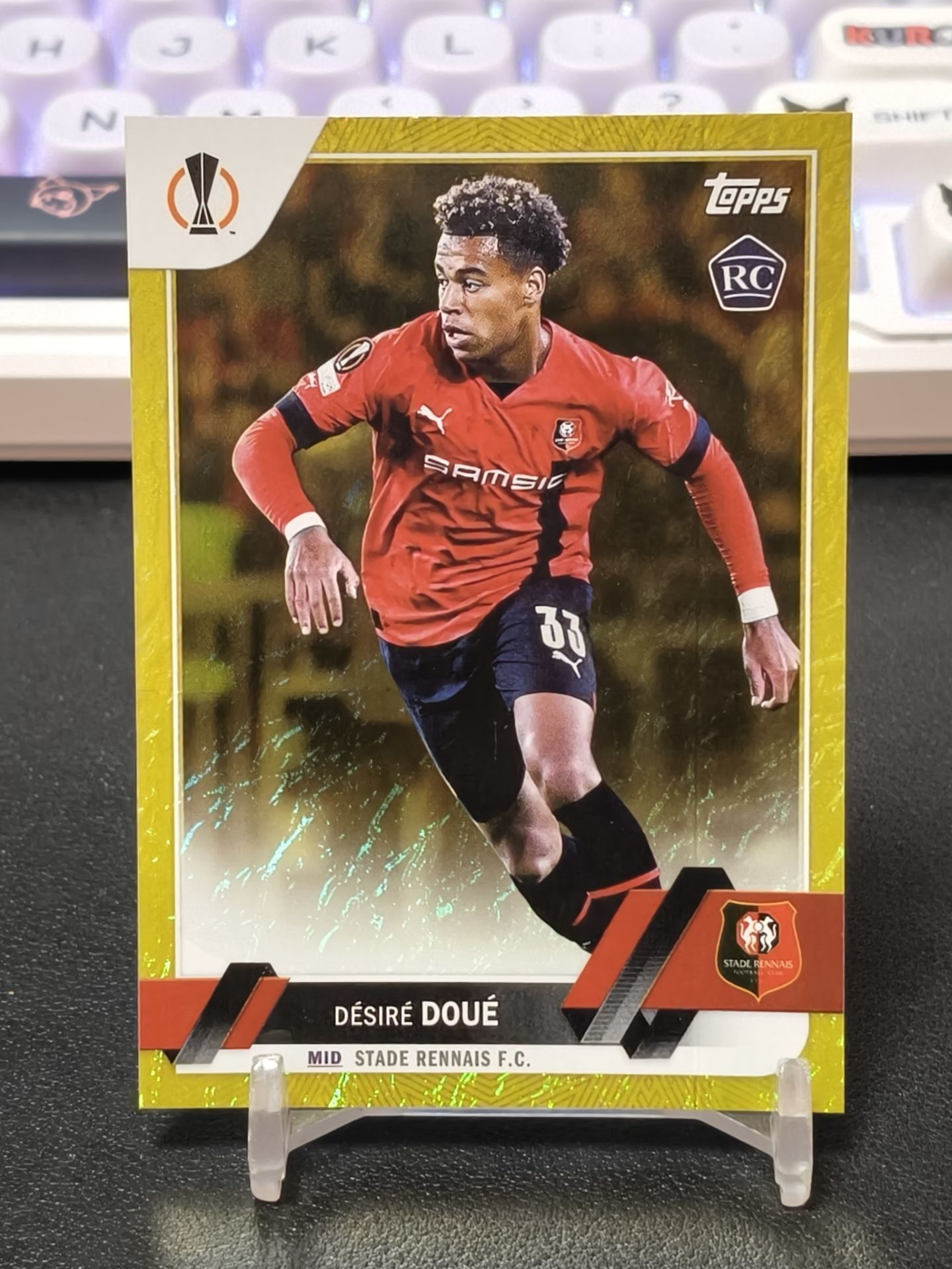 【浩行拍卖 截标预付82%】2023 topps desire doue 欧冠 碧玉 雷恩 德西雷 杜埃 RC 新秀 金折 折射 6/50编 ...