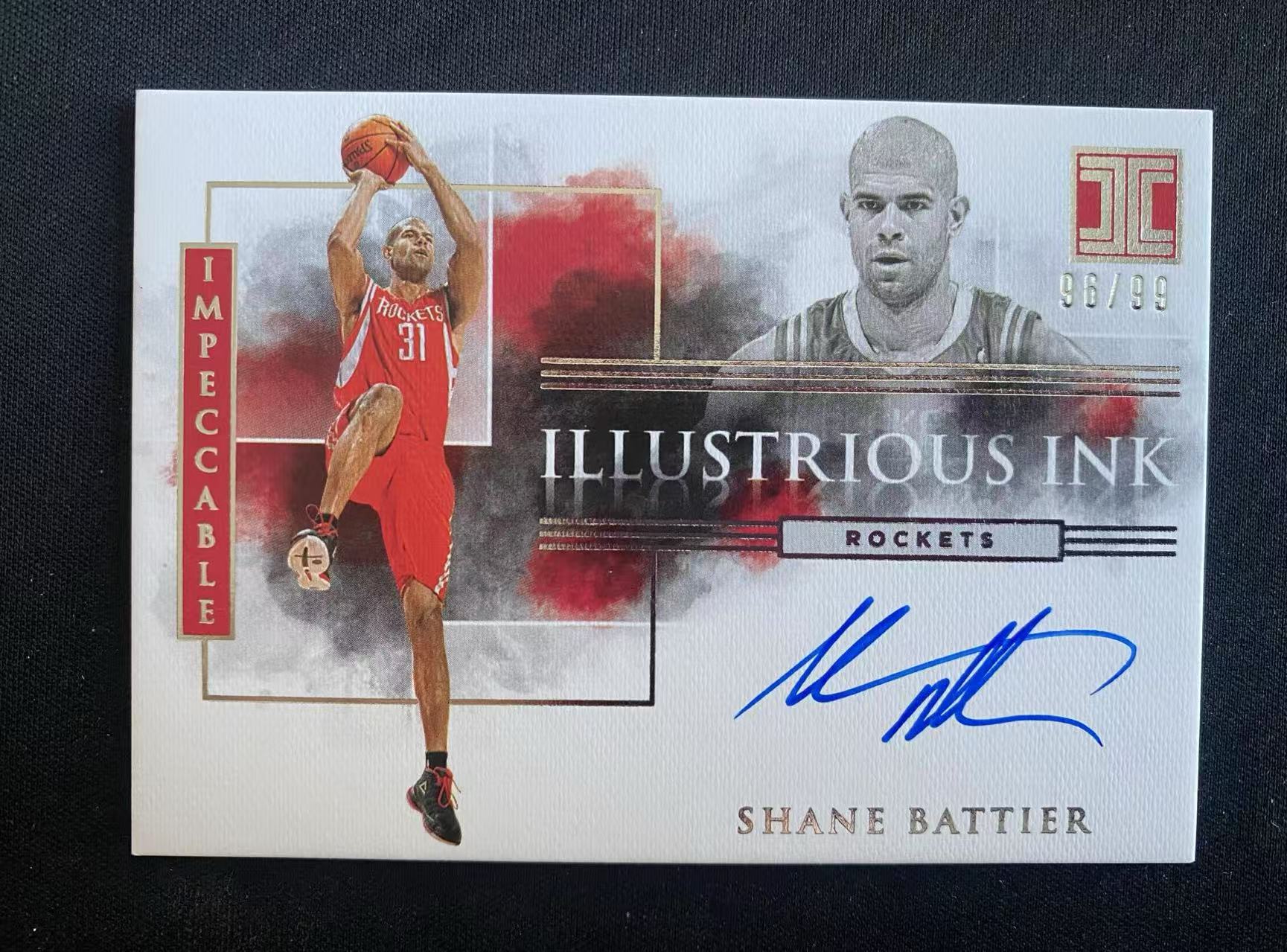 【长安代卖 截标预付80%】2019-20 Impeccable 小真金 火箭 Shane Battier 蝙蝠侠 肖恩巴蒂尔 Illustrious Ink签字 蓝笔卡签 96/99编 墨迹 ...