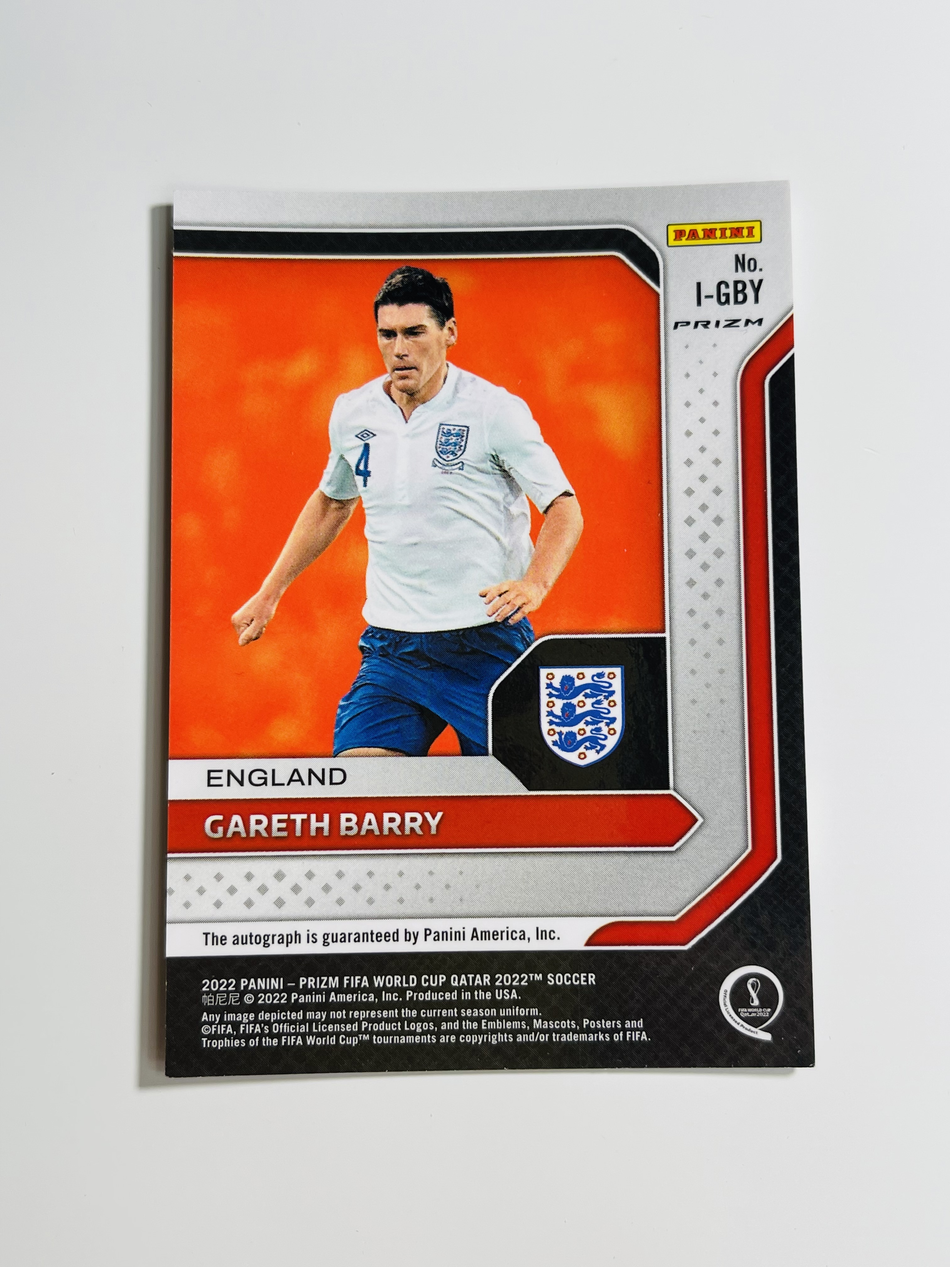 【CHILL官方代拍】EDC129 2022 Panini Prizm世界杯 前英格兰国脚 曼城 西布朗维奇 Gareth Barry加雷斯 ...