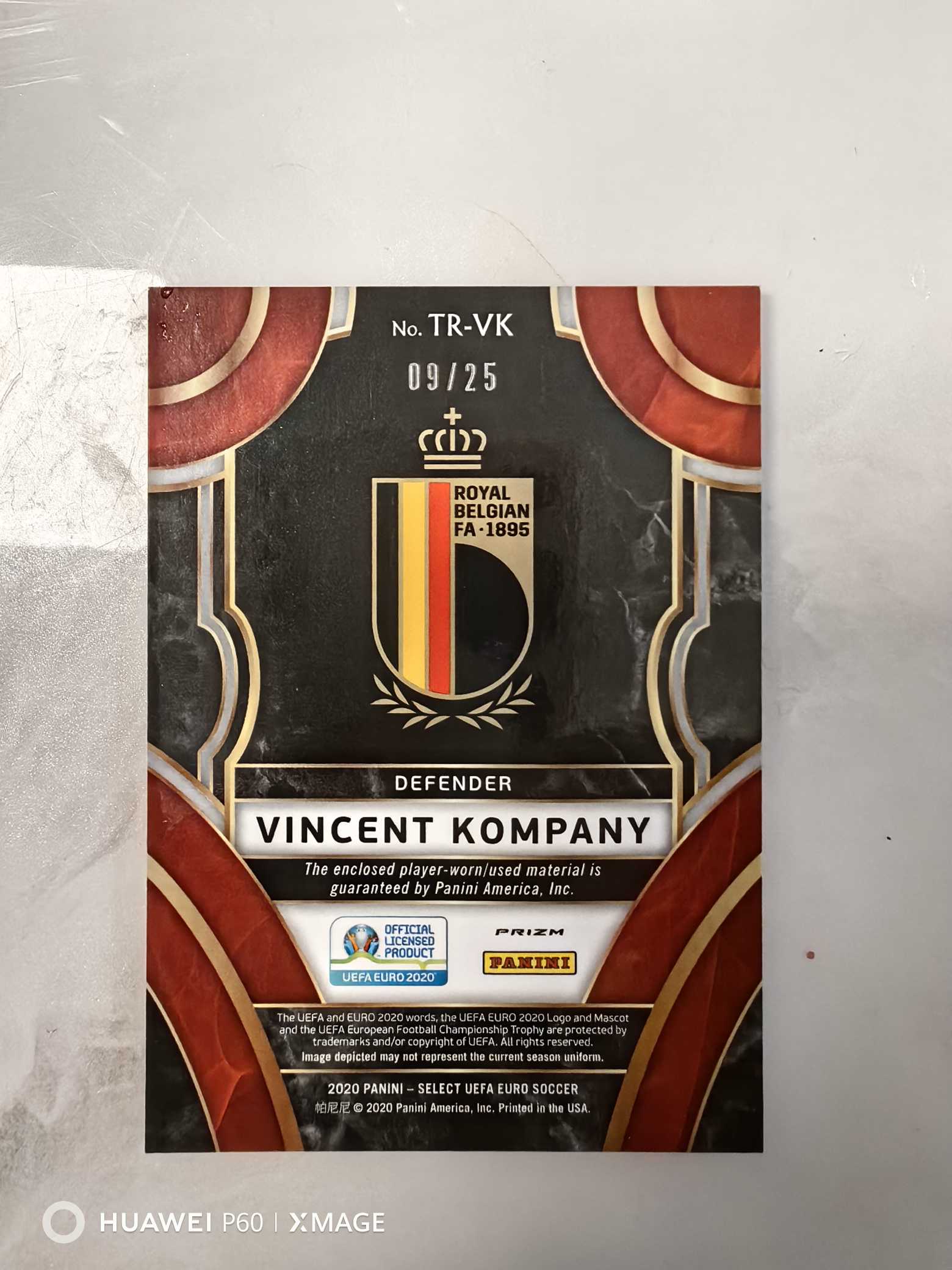 2020 Panini Select vincent kompany 欧洲杯 孔帕尼 比利时 曼城 卡品如图 物料 球衣 25编 暴力切割 卡 ...