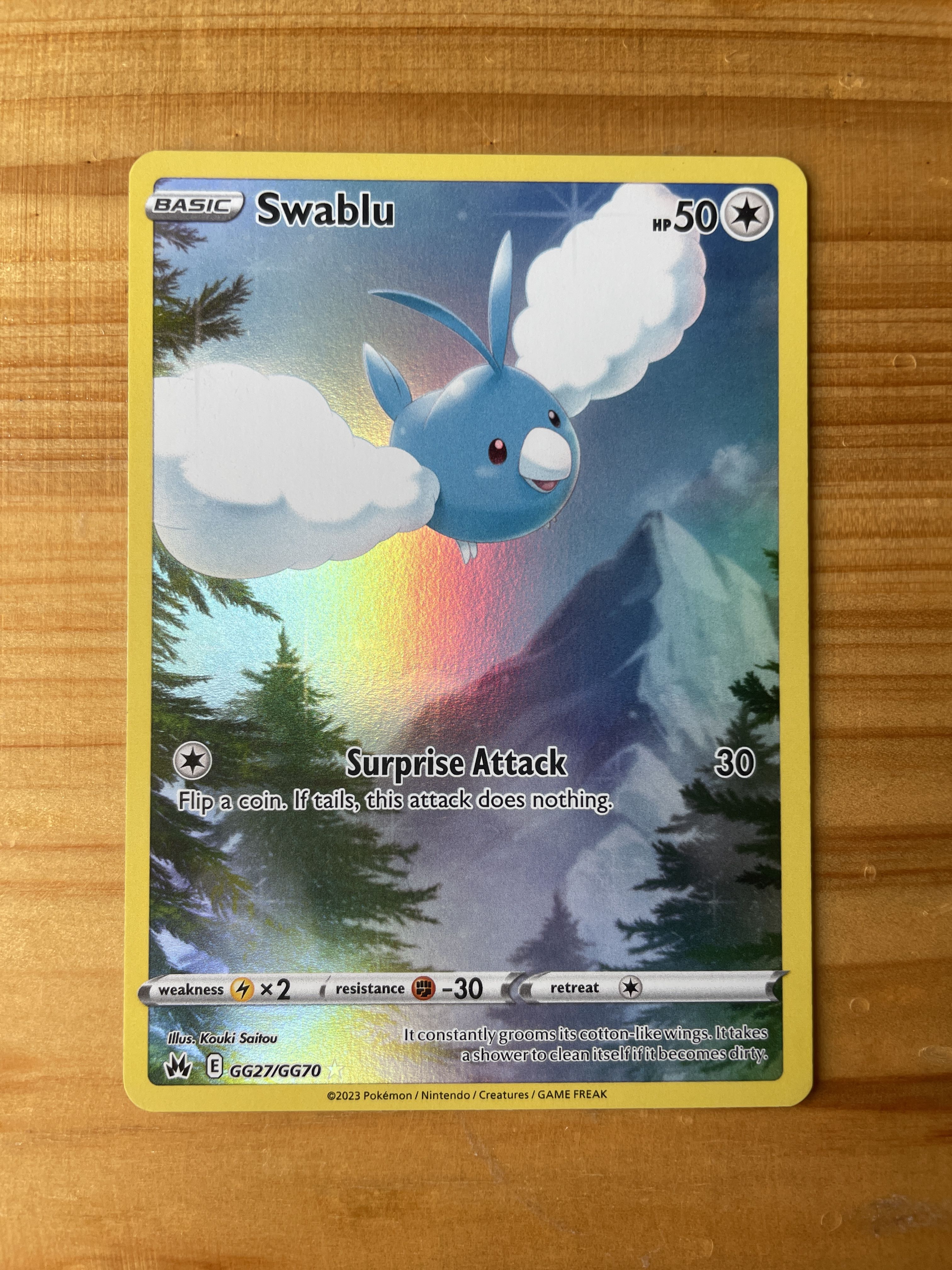 2022 Pokemon TCG Crown Zenith Swablu 青棉鸟 英文版 美版 AR HOLO 高罕 第二张 不累计 SL 卡淘