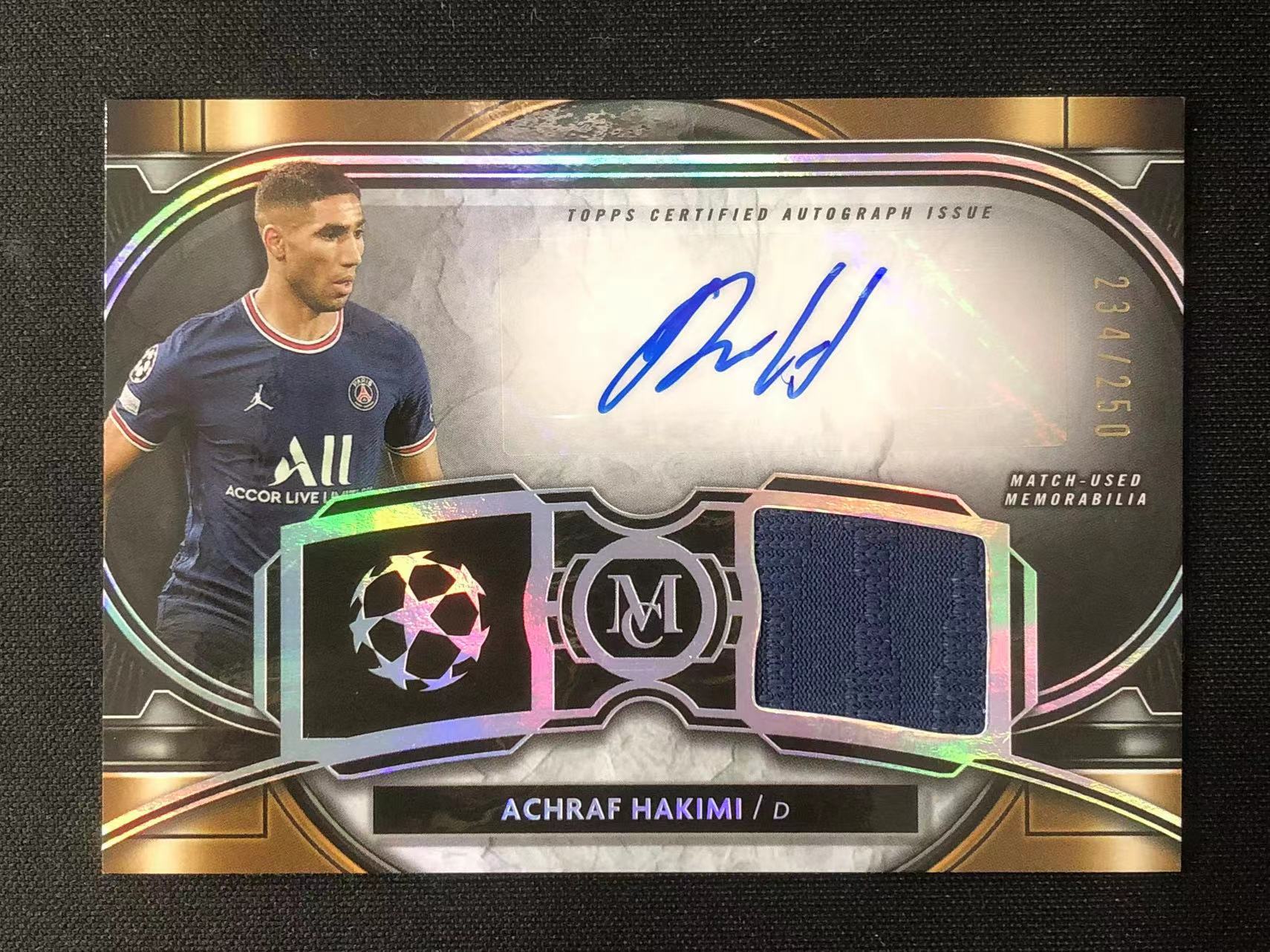 2021-22 Topps Museum Achraf Hakimi 【长安代卖】Topps 博物馆 巴黎圣日尔曼 哈基米阿什拉夫 球衣签字 ...