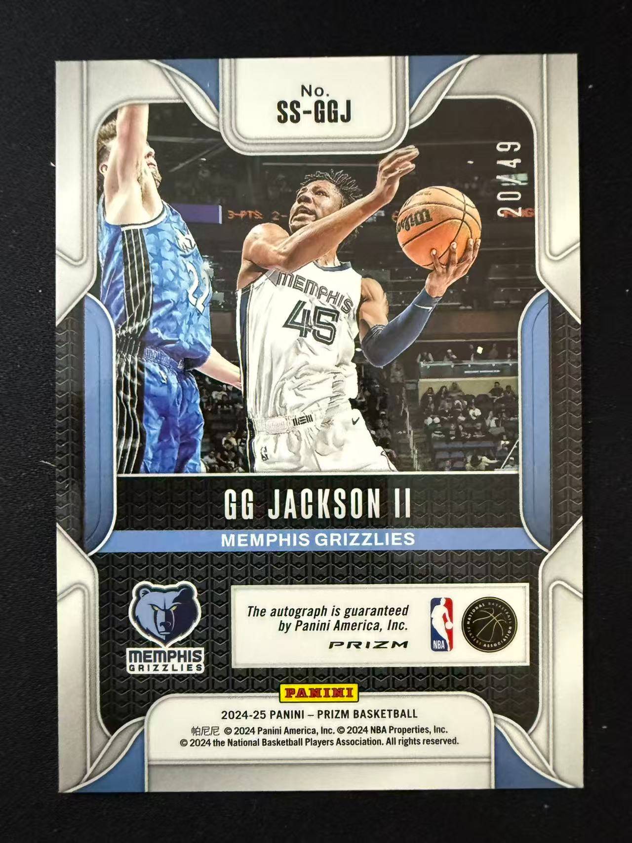 【梦卡拍卖】 2024-25 Panini Prizm GG Jackson II ss签 GG 杰克逊二世 签字 折射 49编 灰熊 PZ ...