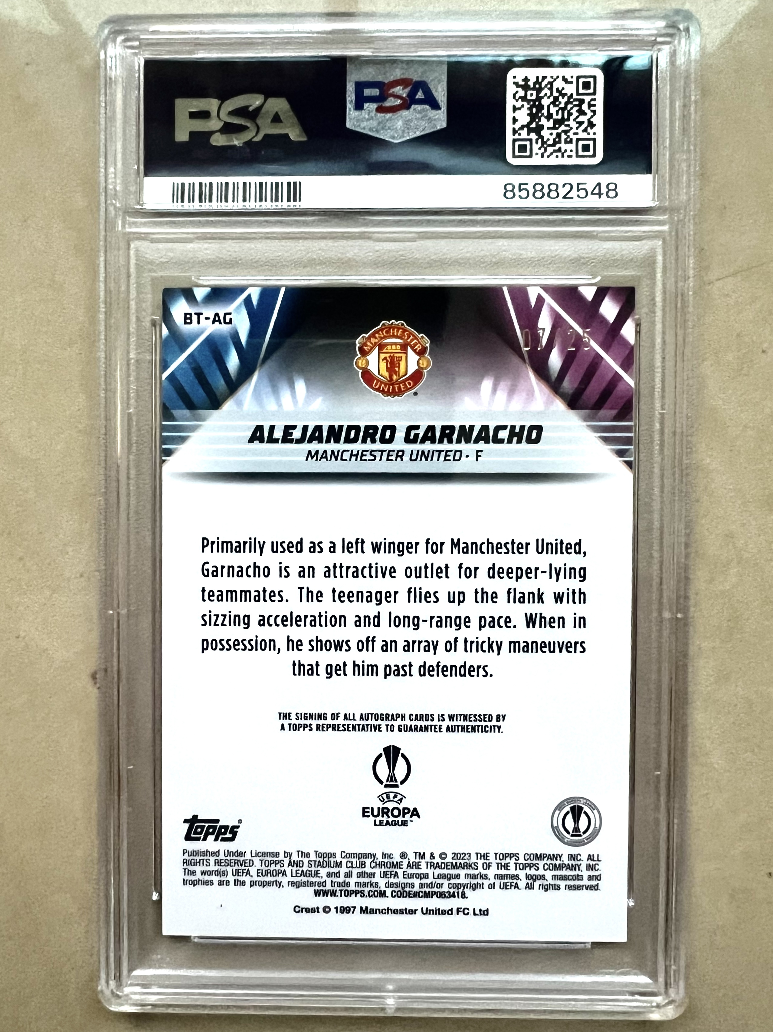 2023 Topps Stadium Alejandro Garnacho RC 加纳乔 7/25 签字 橙折 光之队 新秀 C罗同背 箱货 ...