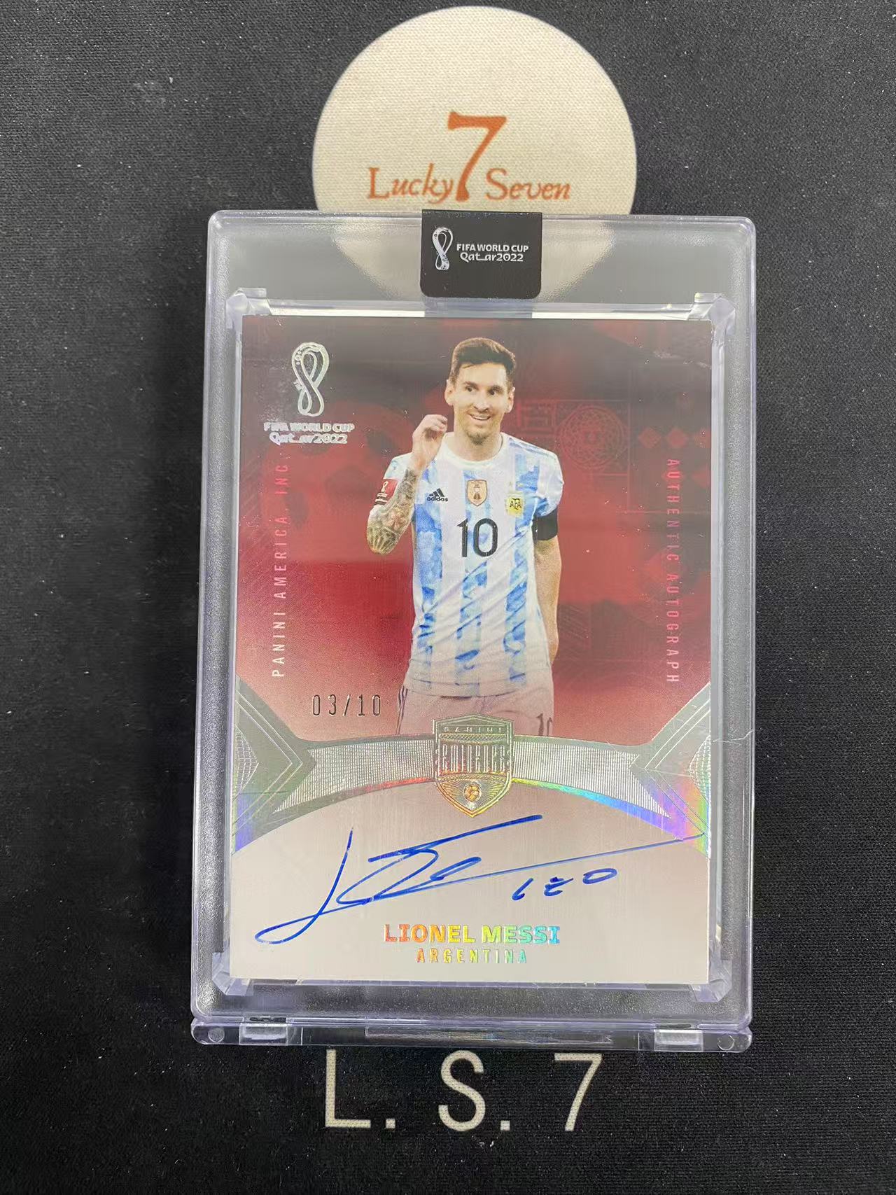 2022 Panini Eminence Lionel Messi LS7拍卖 大真金 真金白银 阿根廷 梅西 03/10 大真金 签字 卡签 原封砖 墨迹断墨微瑕 CTY1 卡淘