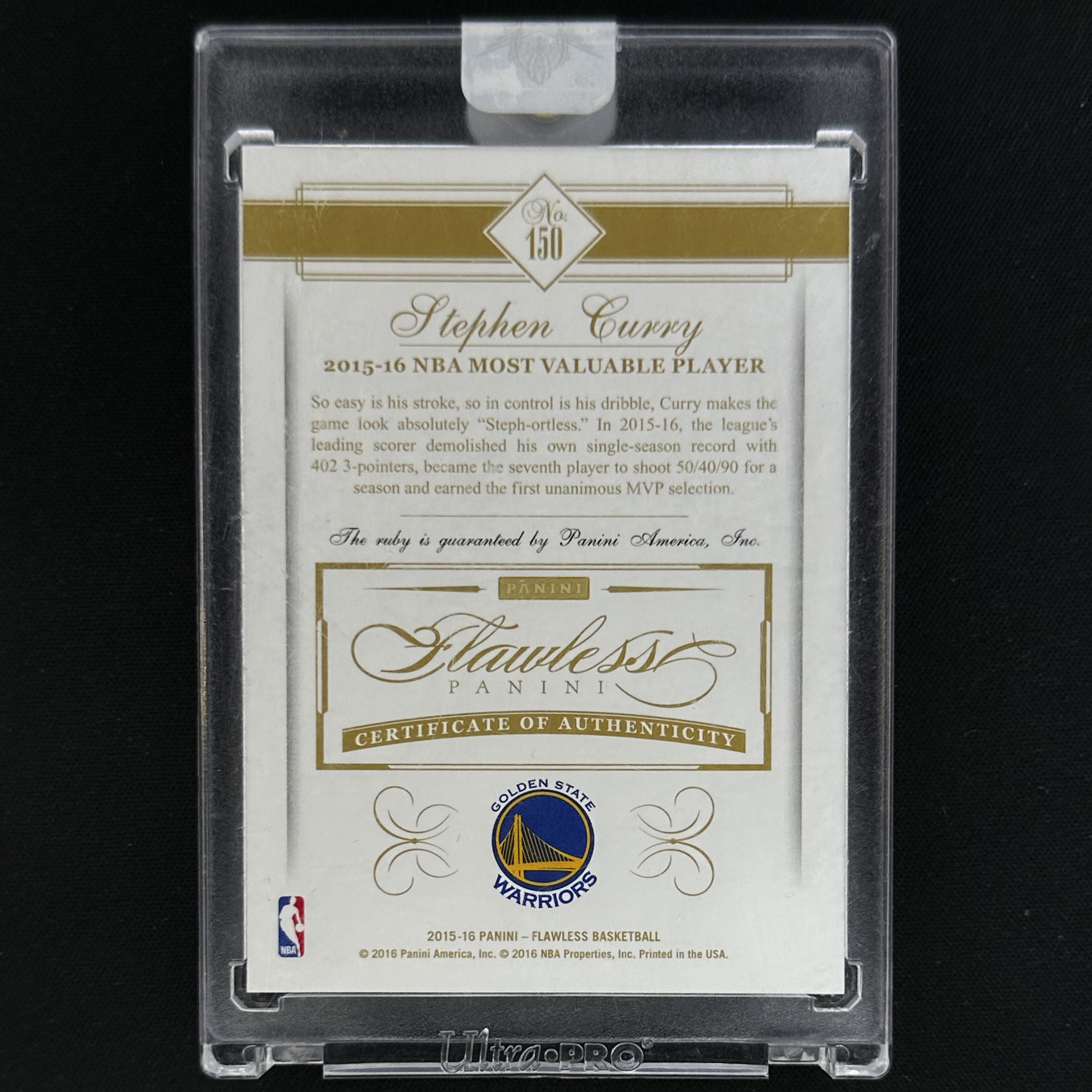 【北京宋拍】Wader 2015-16 Panini Flawless 手提 Stephen Curry 斯蒂芬 库里 08/15编 捧杯 ...