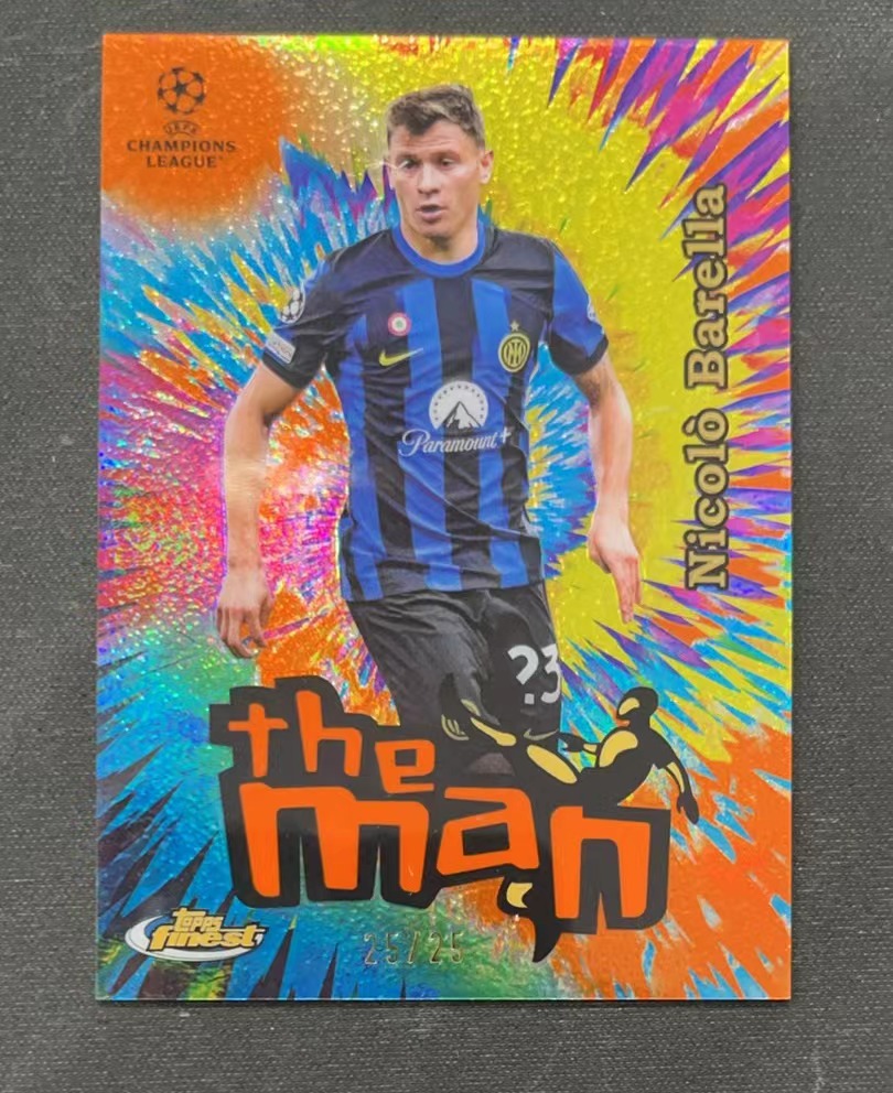 【长安代卖】2023-24 Topps Finest Nicolo Barella 欧战 国际米兰 巴雷拉 The Man 大佬特卡 泼墨 大 ...