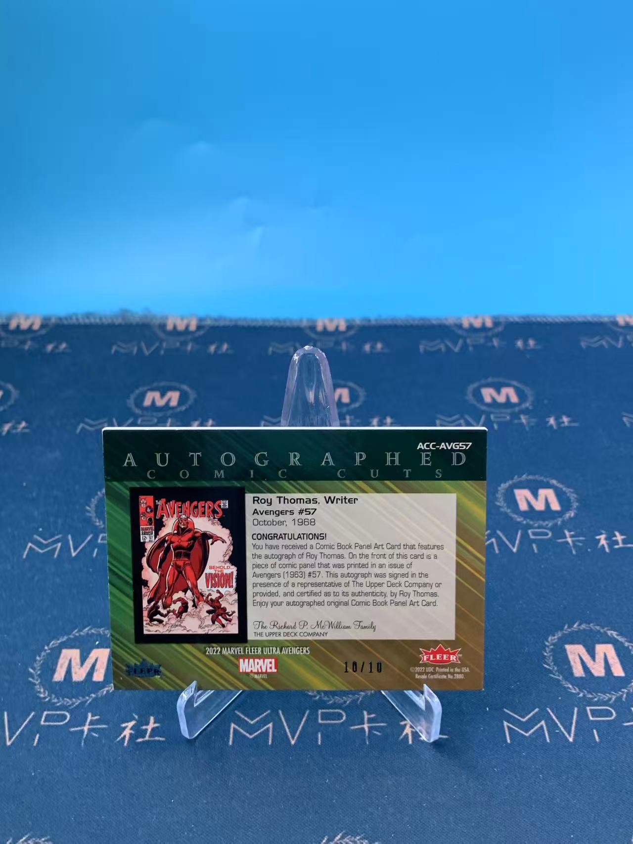 2022 Fleer Marvel (MCU) 漫威 Avengers 复仇者联盟 【MVP拍卖】 10/10编 尾编 艺术家漫画切割实物签 ...