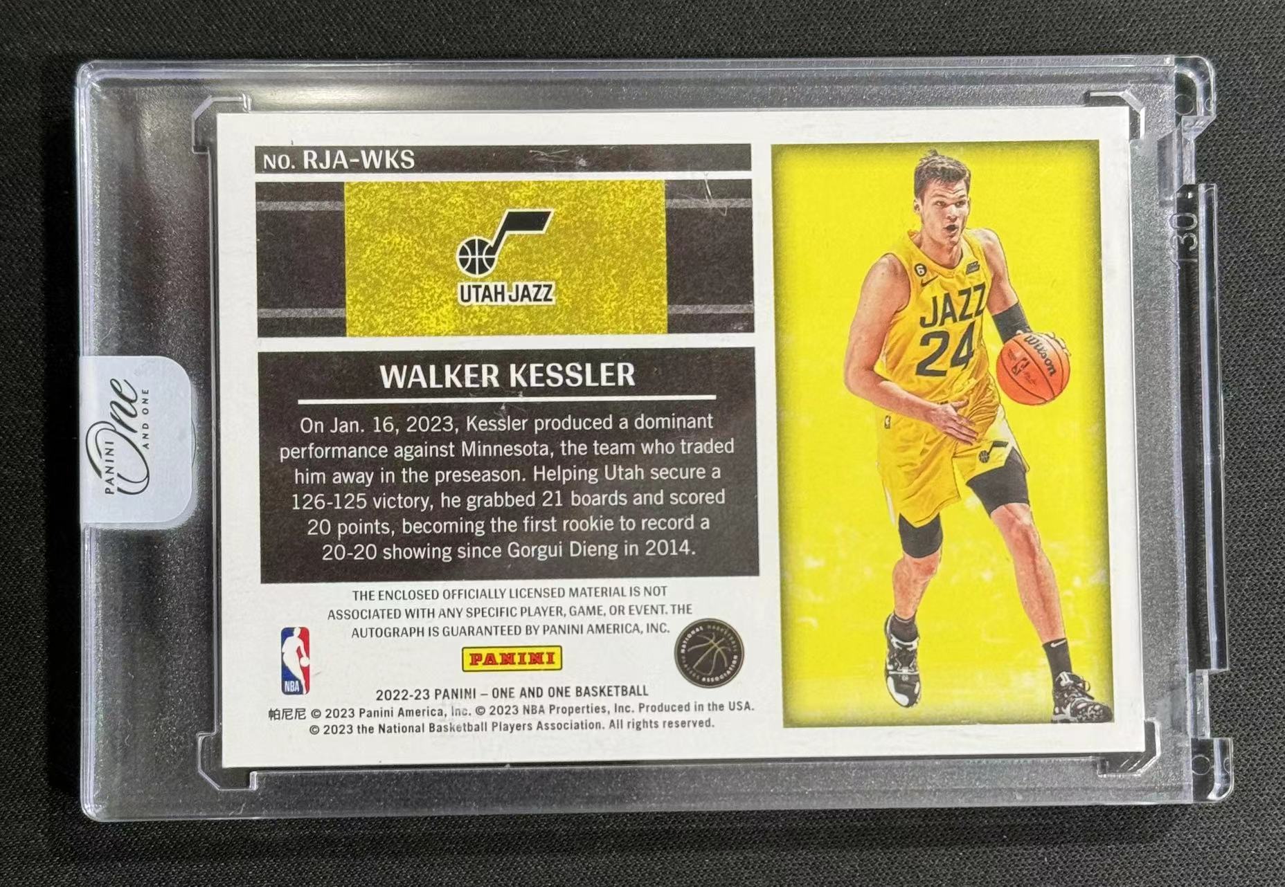 2022-23 One and One Walker Kessler 【长安代卖】爵士 新秀RC 沃克凯斯勒 新秀Patch签字 RPA 紫 ...