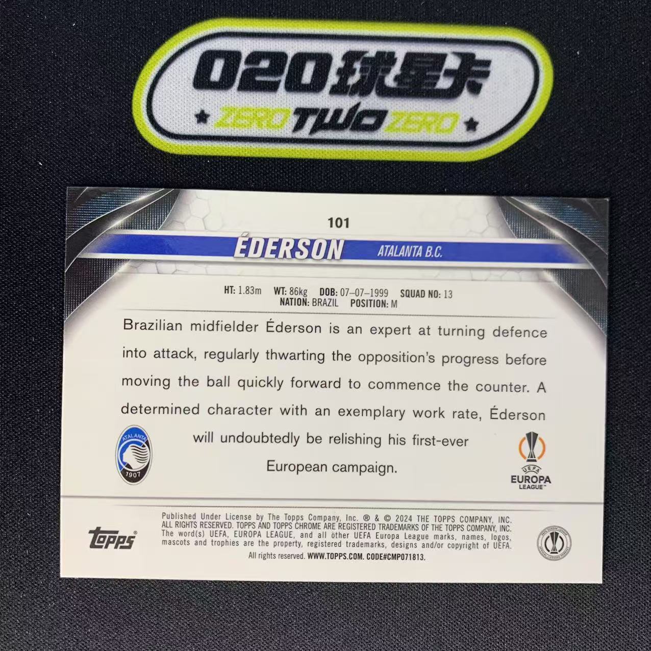 2023-24 Topps Chrome Ederson 欧冠 TC 埃德森 28/50编 金马赛克折 亚特兰大 收藏必备（权） 卡淘