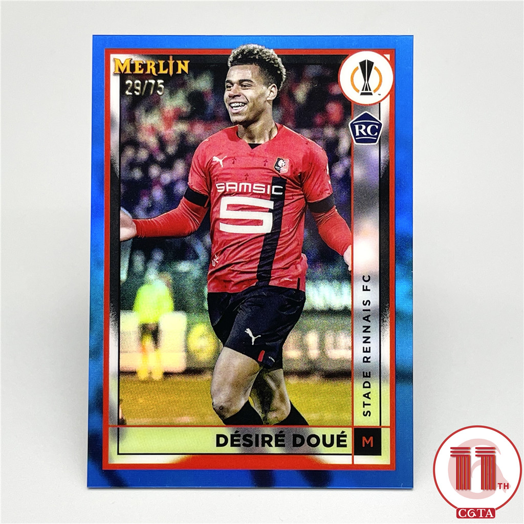 【CGTA越秀山】2022-23 Topps 欧冠 梅林Merlin Chrome 雷恩 杜埃 RC新秀 29/75编 变化版 蓝折base #133 法国 巴黎 Desire Doue ...
