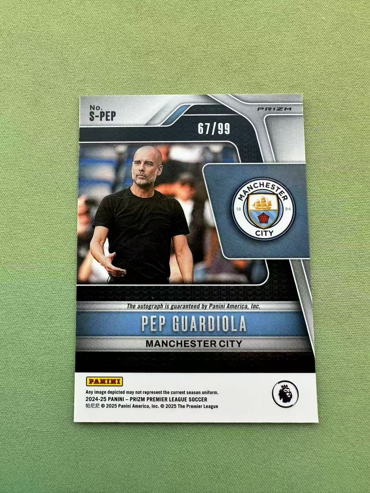 2024-25 Panini Prizm Pep Guardiola 英超 pz 曼城教父 佩普 瓜迪奥拉 银折 99编 签字 卡淘