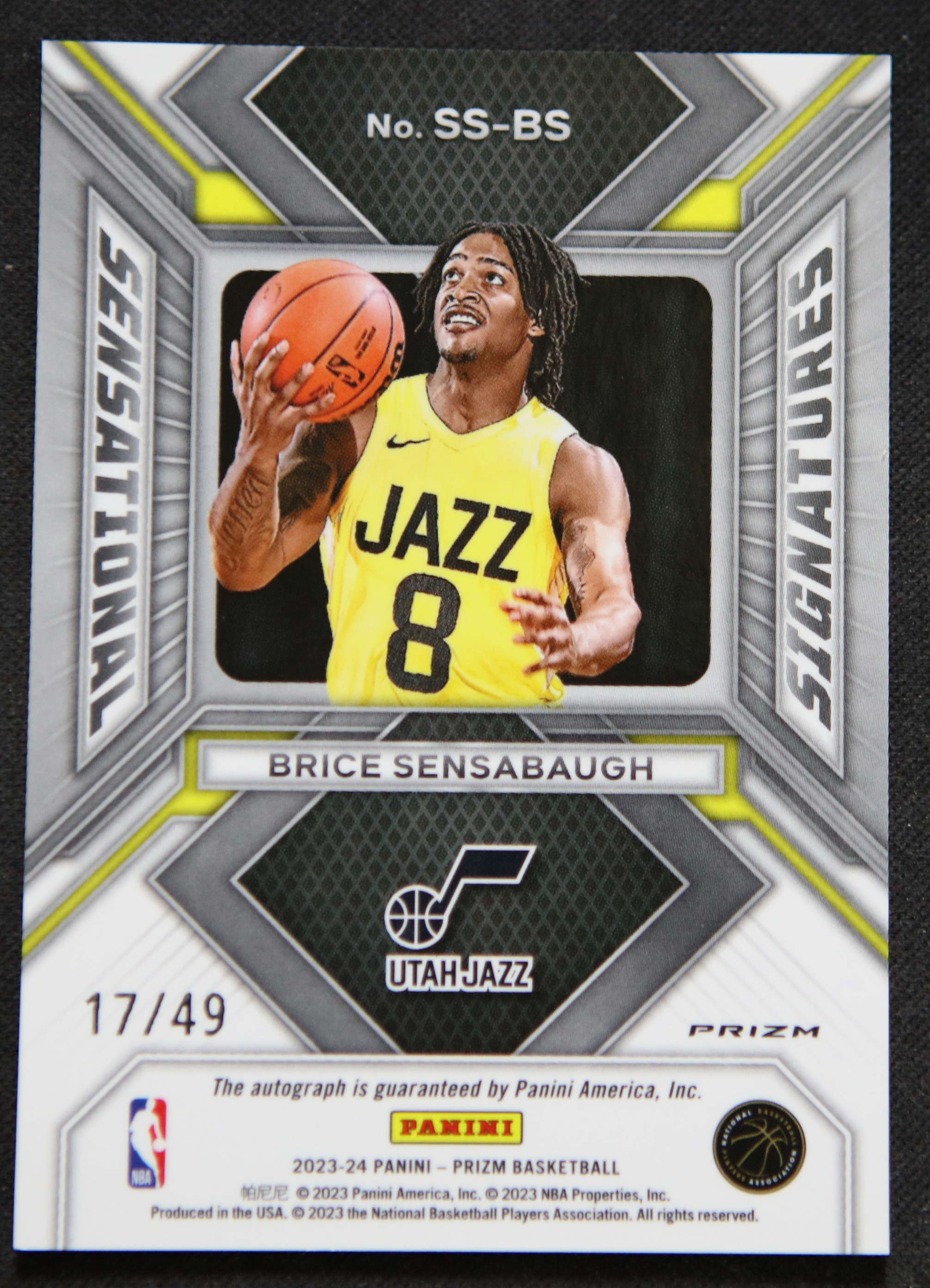 2023-24 Panini Prizm Brice Sensabaugh （小卡社代拍）PZ 爵士 布莱斯 森萨博 新秀 RC 蓝折 签字 ...