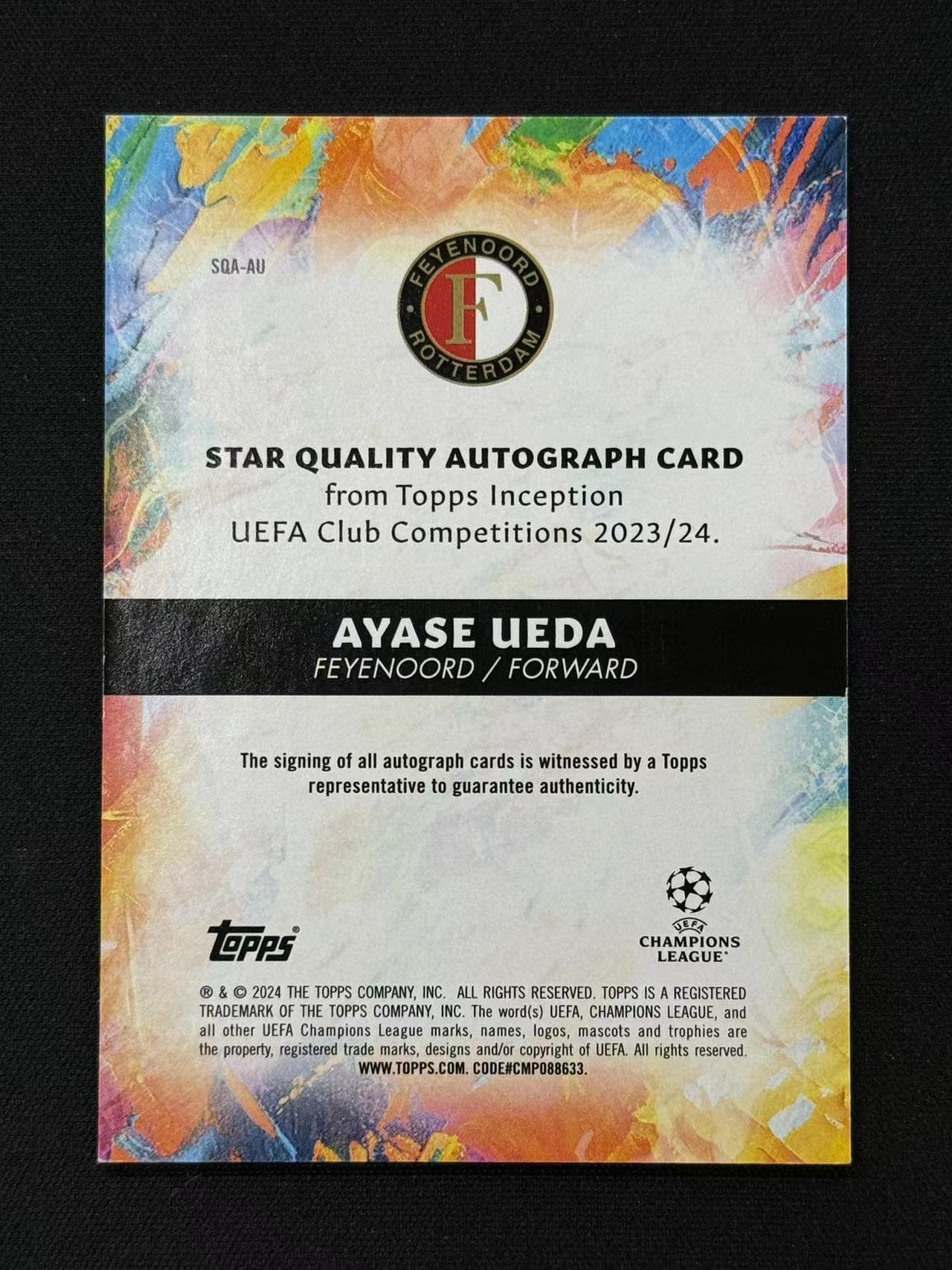 2023-24 Topps Inception Ayase Ueda 欧冠 盗梦空间 费耶诺德 日本 上田绮世 折射 签字 签名 200编 ...