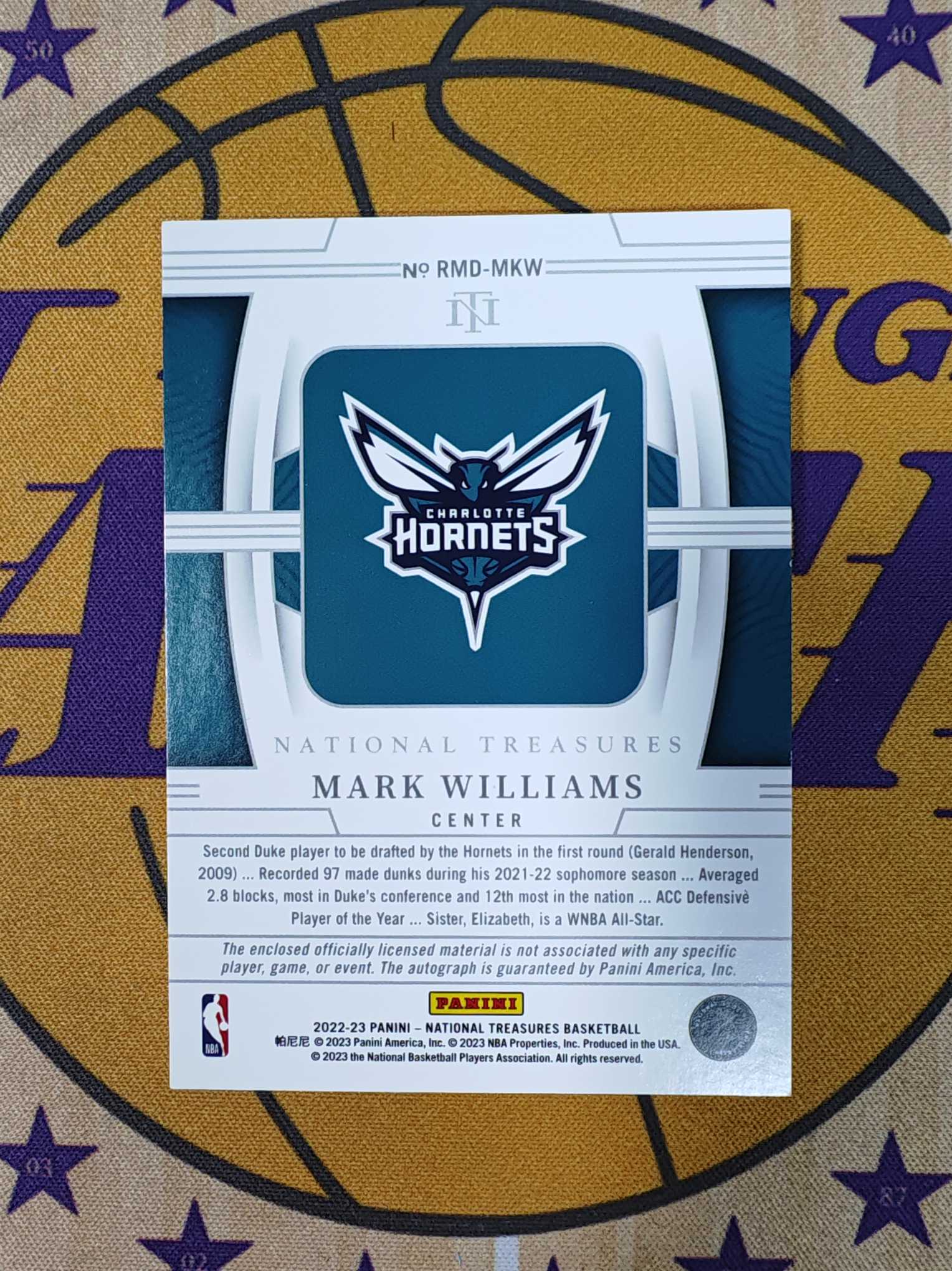 2022-23 Panini National Treasures Mark Williams RC 《阿牛代拍》 黄蜂队 新秀 马克威廉姆斯 ...